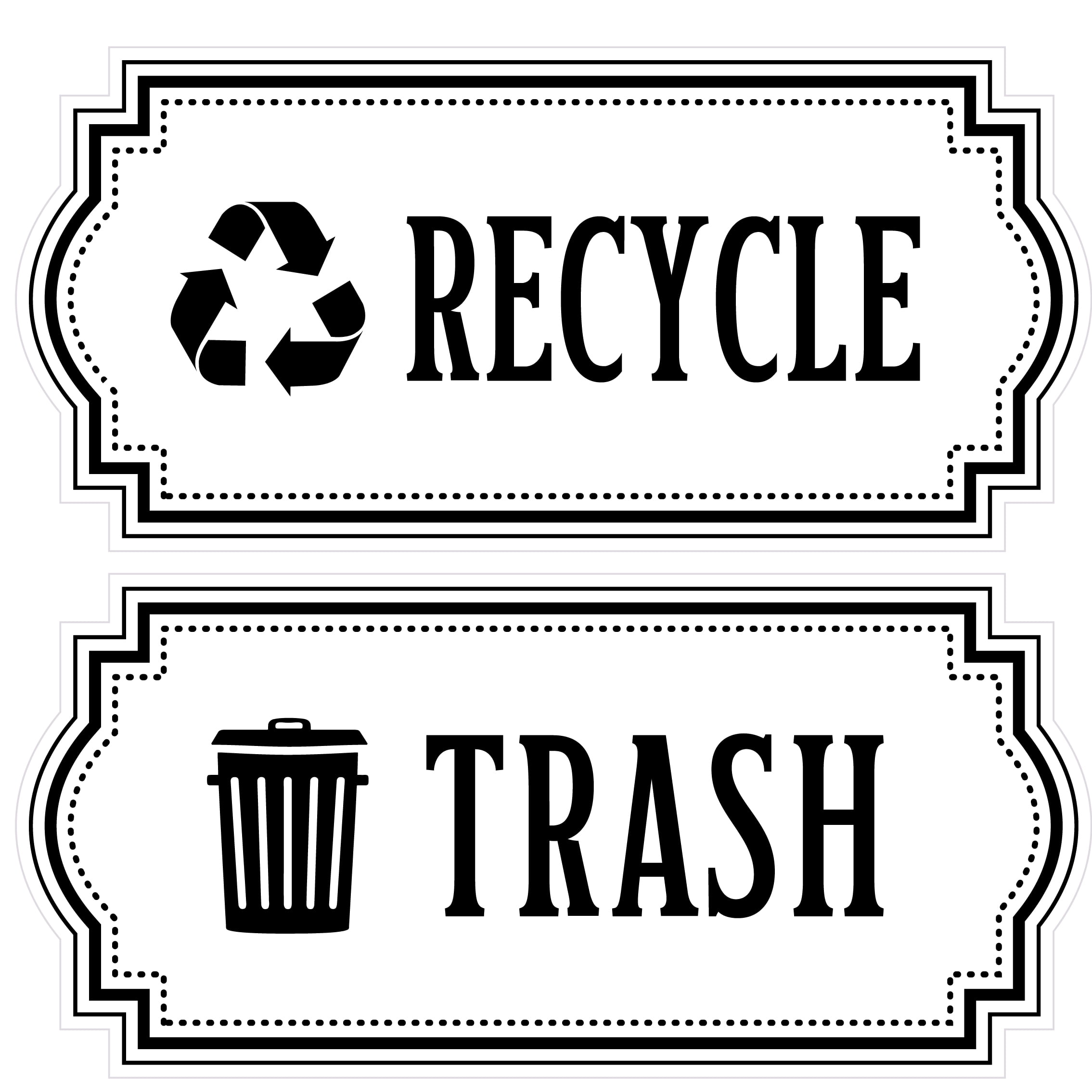 Recycle and Trash Sticker - Elegant Look for Trash Cans, Containers ...