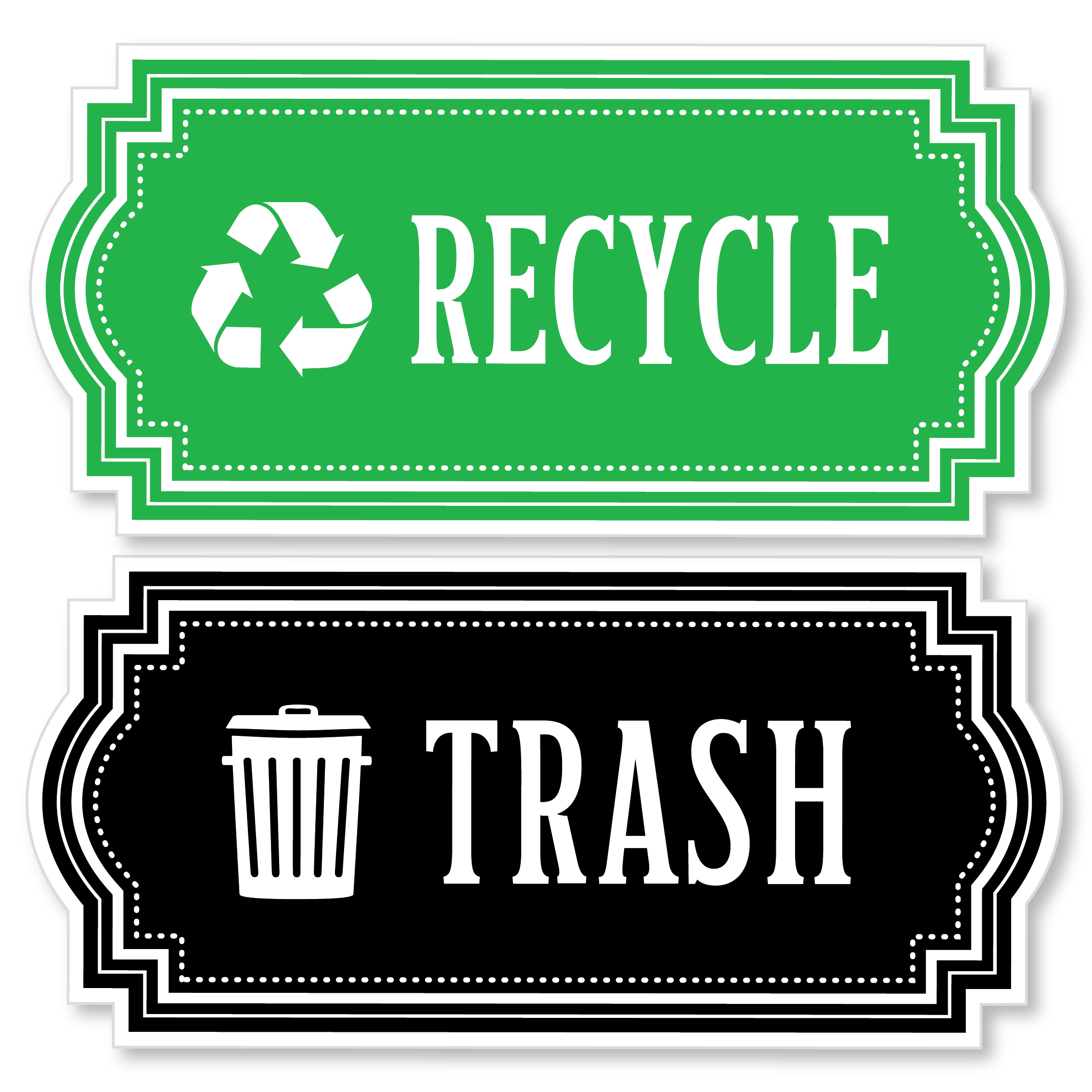 Recycle and Trash Sticker - Elegant Look for Trash Cans, Containers ...