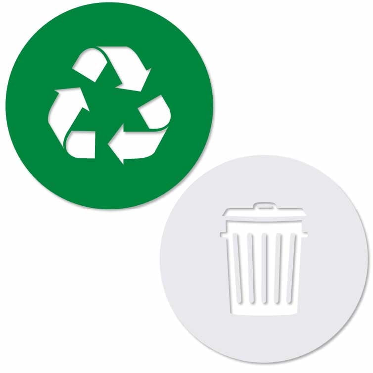 Recycle and Trash Sticker Logo Style Symbol to Organize Trash cans or ...