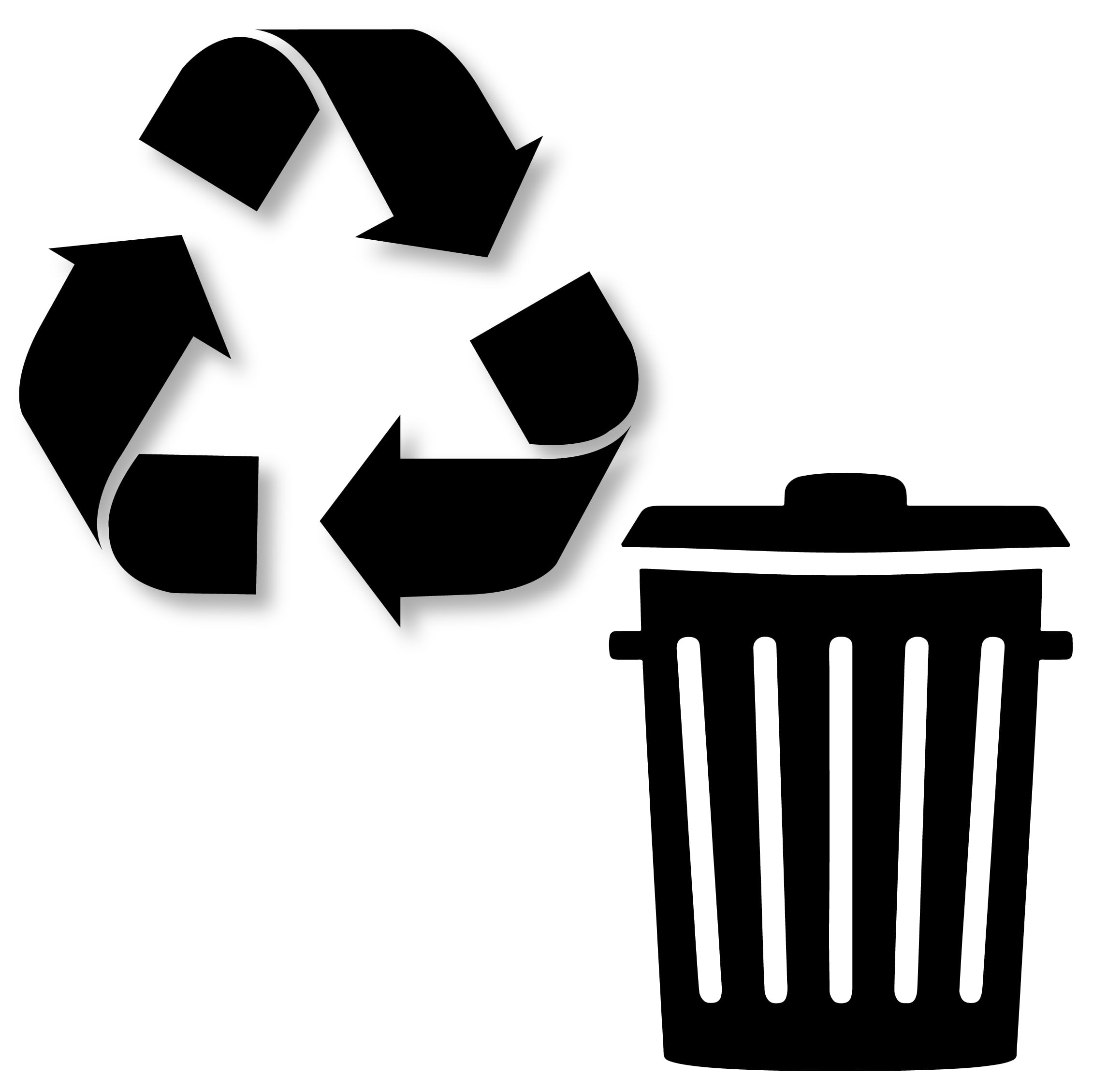 Recycle and Trash Sticker Logo Style Symbol to Organize Trash cans or ...