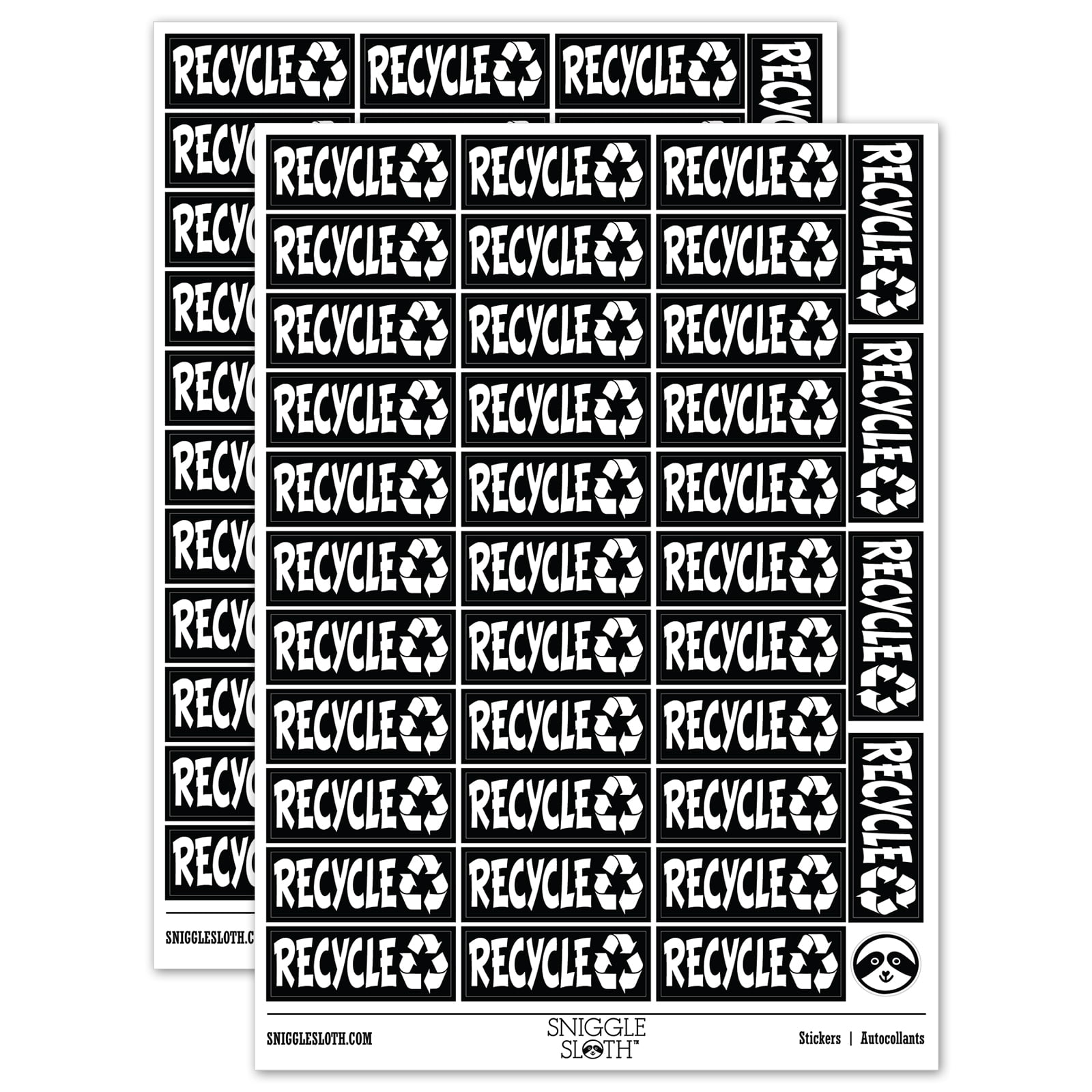 Recycle with Symbol Conservation Sticker Set - Black - Matte Finish - 1 ...