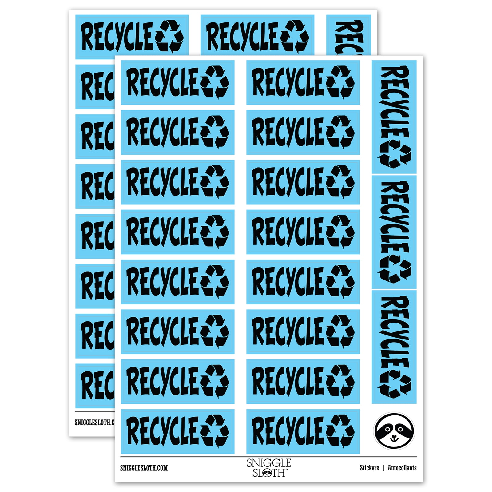 Recycle with Symbol Conservation Sticker Set - Light Blue - Gloss ...