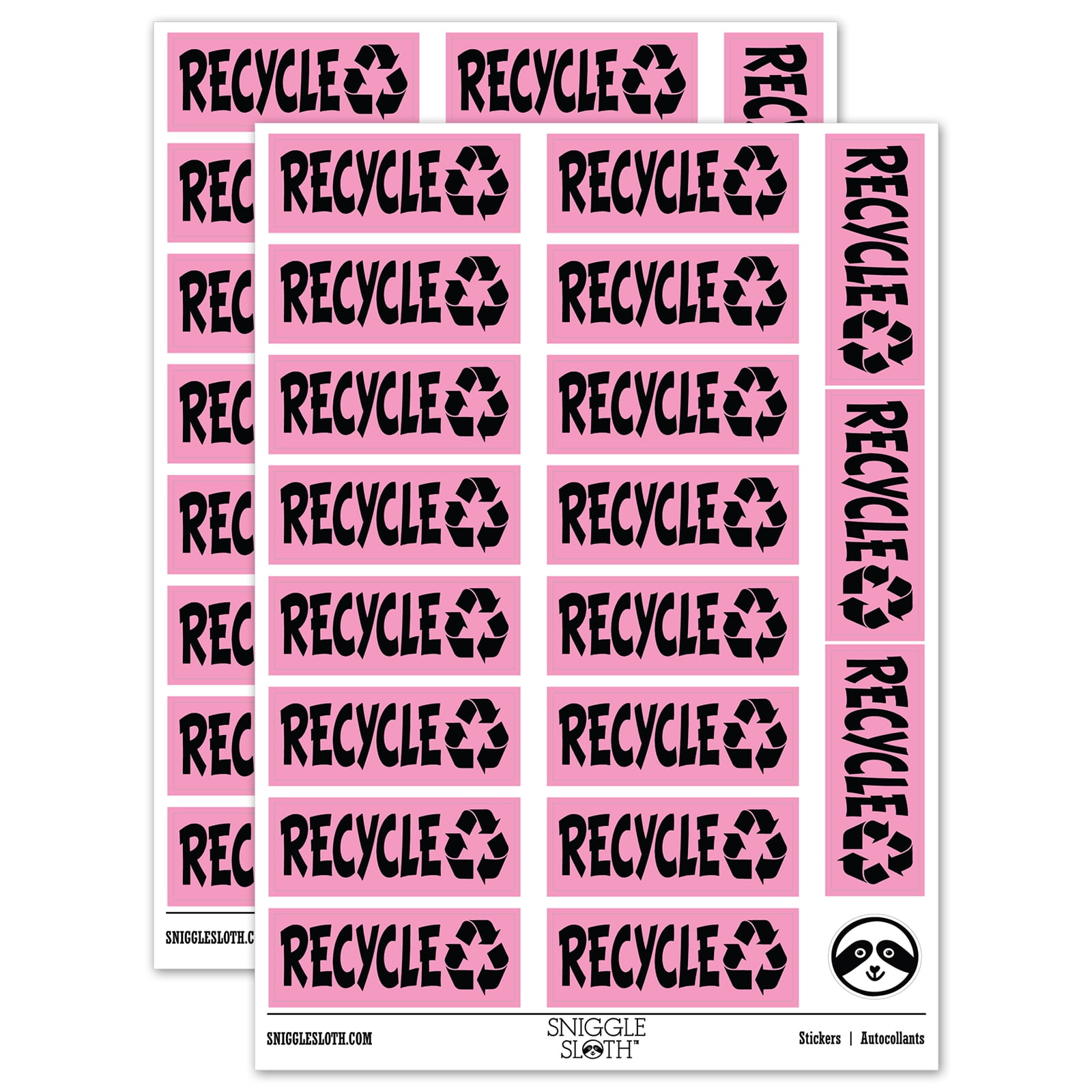 Recycle with Symbol Conservation Sticker Set - Light Pink - Gloss ...