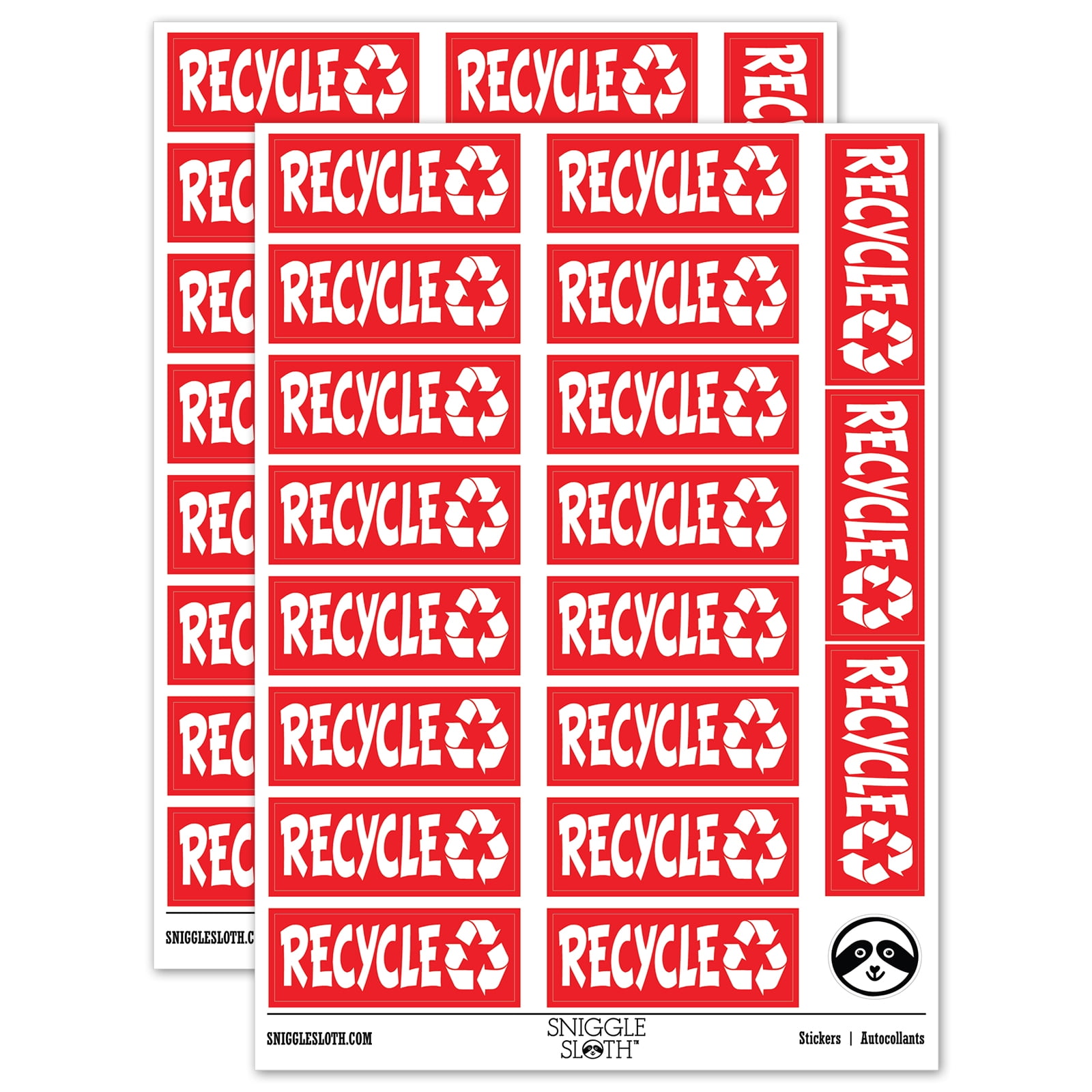 Recycle with Symbol Conservation Sticker Set - Red - Matte Finish - 2. ...