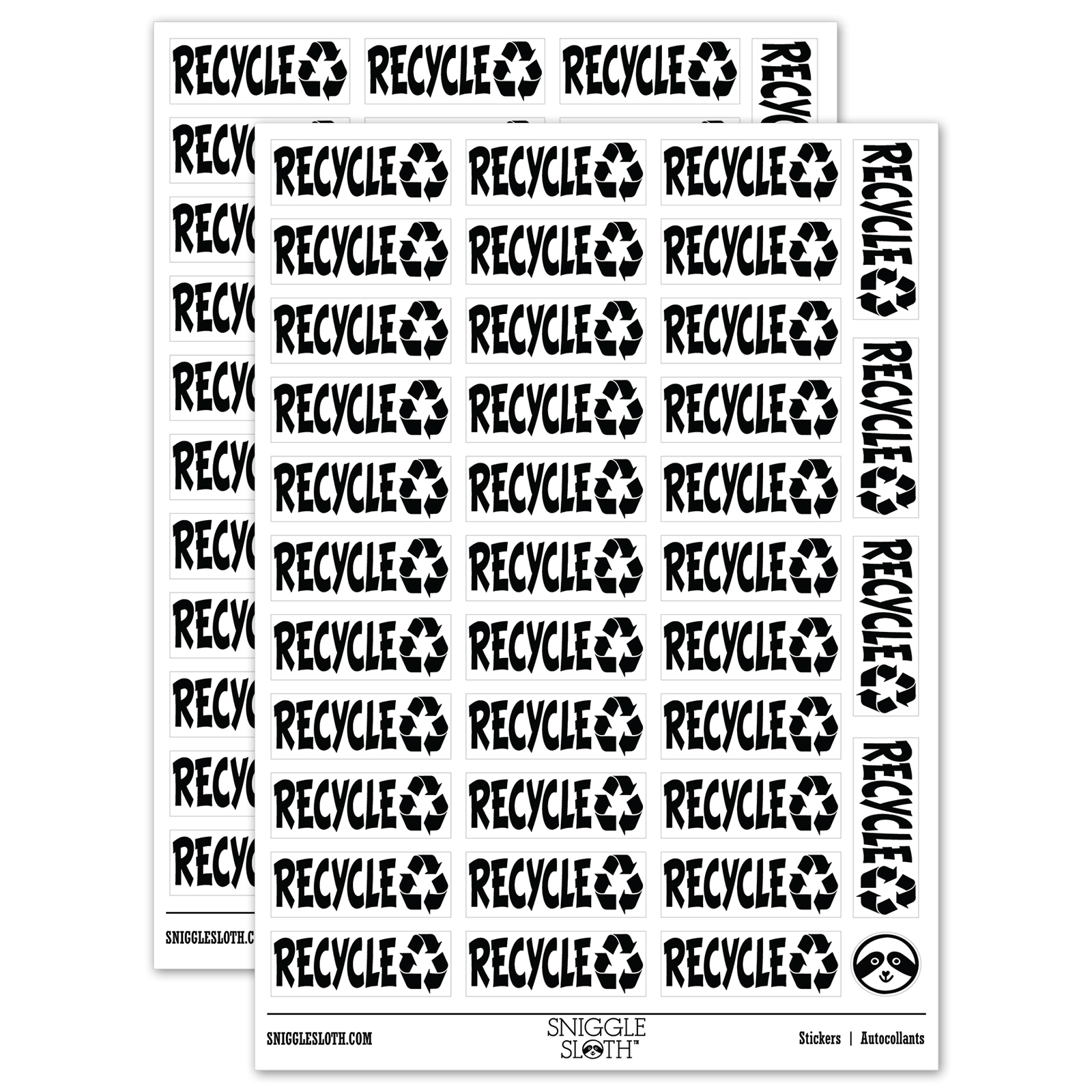 Recycle with Symbol Conservation Sticker Set - White - Matte Finish - 1 ...