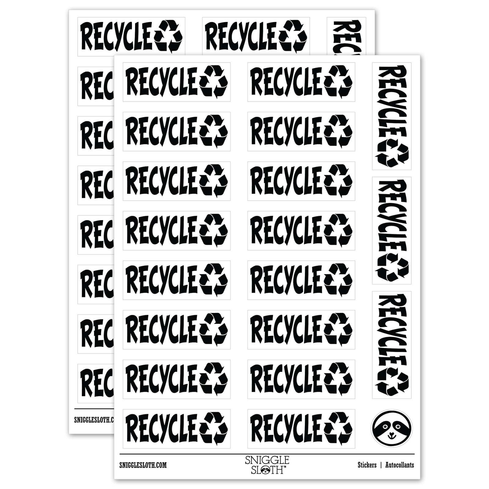 Recycle with Symbol Conservation Sticker Set - White - Matte Finish - 2 ...