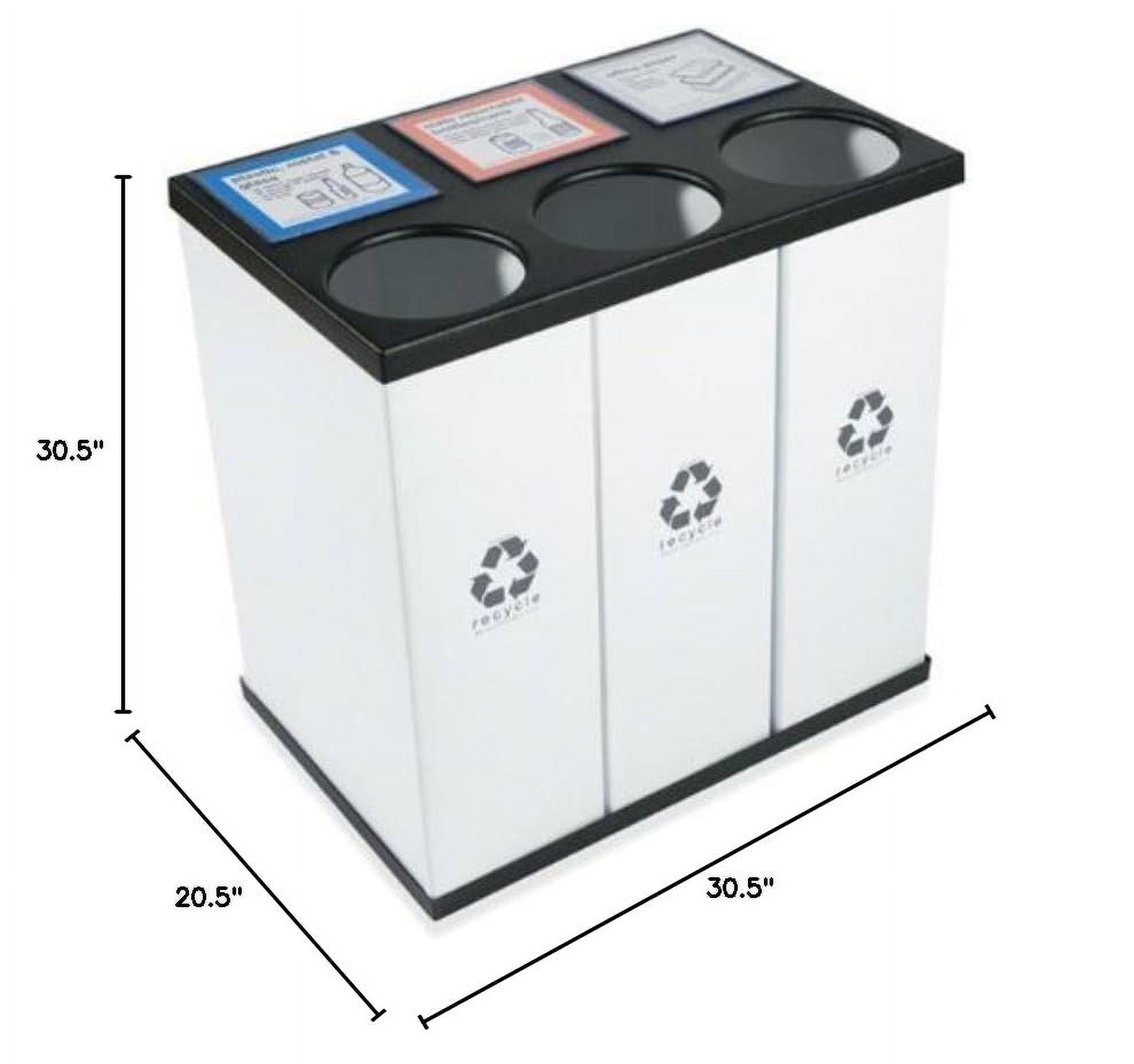 RecycleBoxBin Triple Recycling Bin - Large Capacity (25 gal. per Bin ...