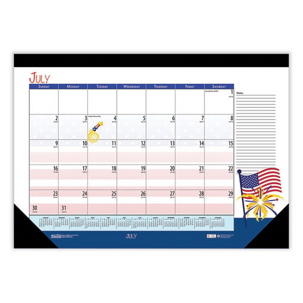 Recycled Academic Year Desk Pad Calendar, Illustrated Seasons Artwork ...