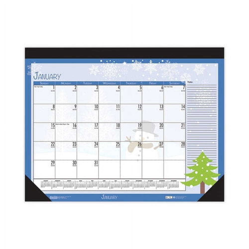 Recycled Desk Pad Calendar, Illustrated Seasons Artwork, 18.5 x 13 ...