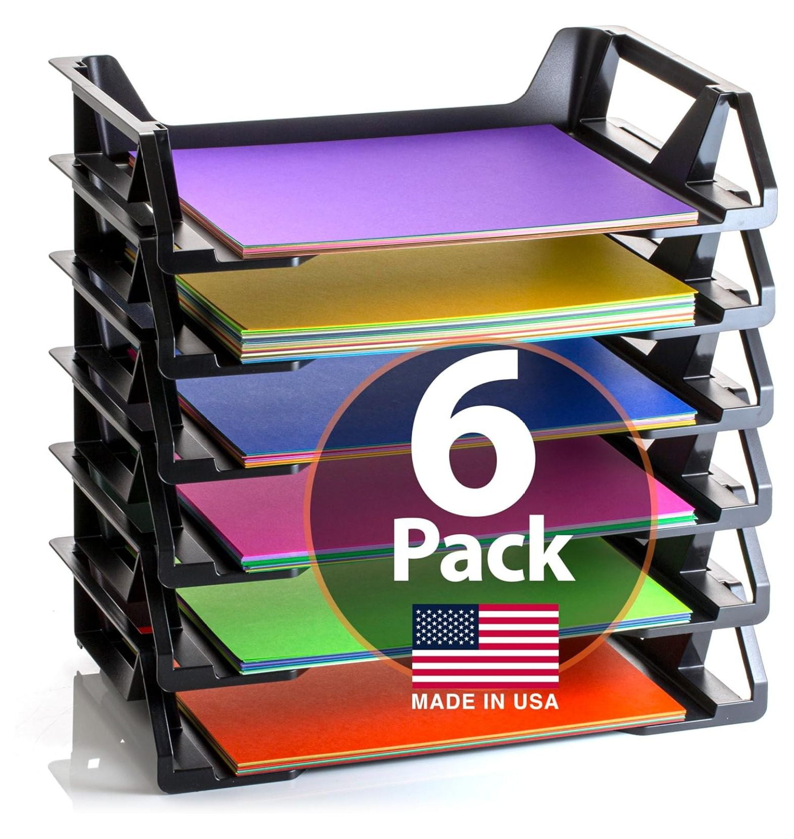 Recycled Desk Trays, 6 Pack - Side Load Letter/A4 Tray Organizer ...