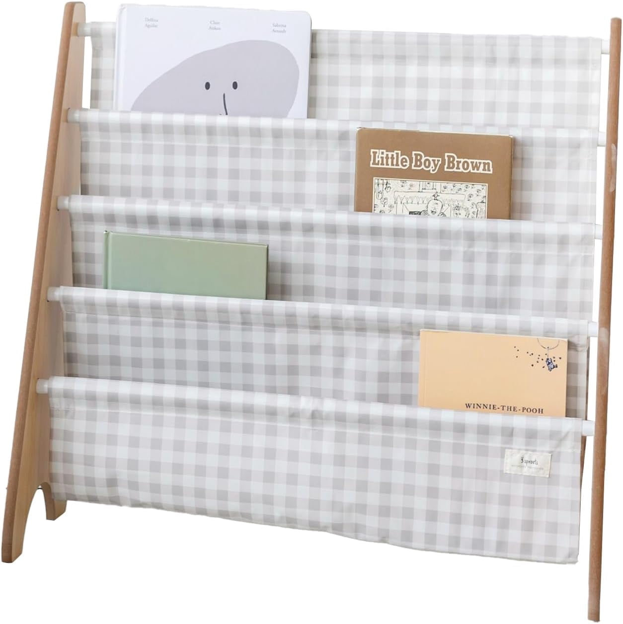 Recycled Fabric Kids Bookshelf – 4-Tier Sling Book Rack Organizer ...