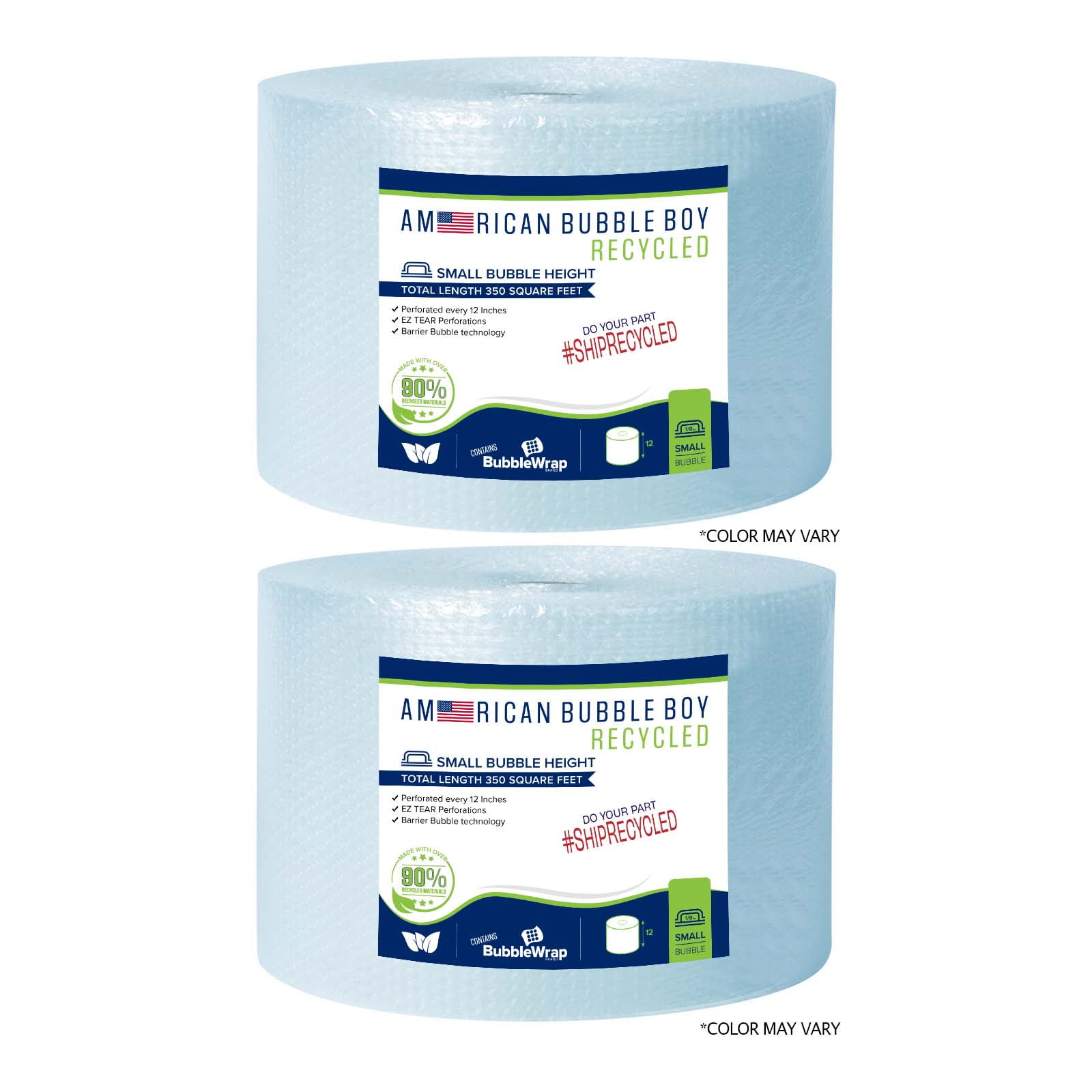 American Bubble Boy - 12" Small Recycled Bubble Wrap Rolls for Packing ...