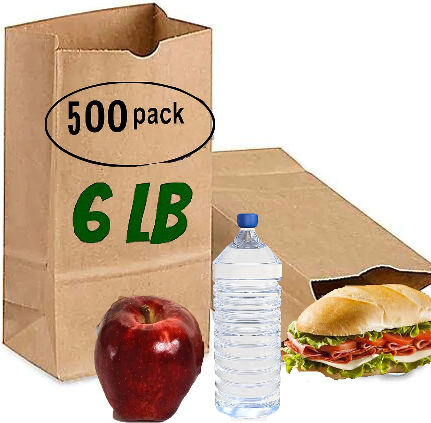 pizety recycled kraft paper bags 6 lb 500 brown paper lunch bags 6 lb ...