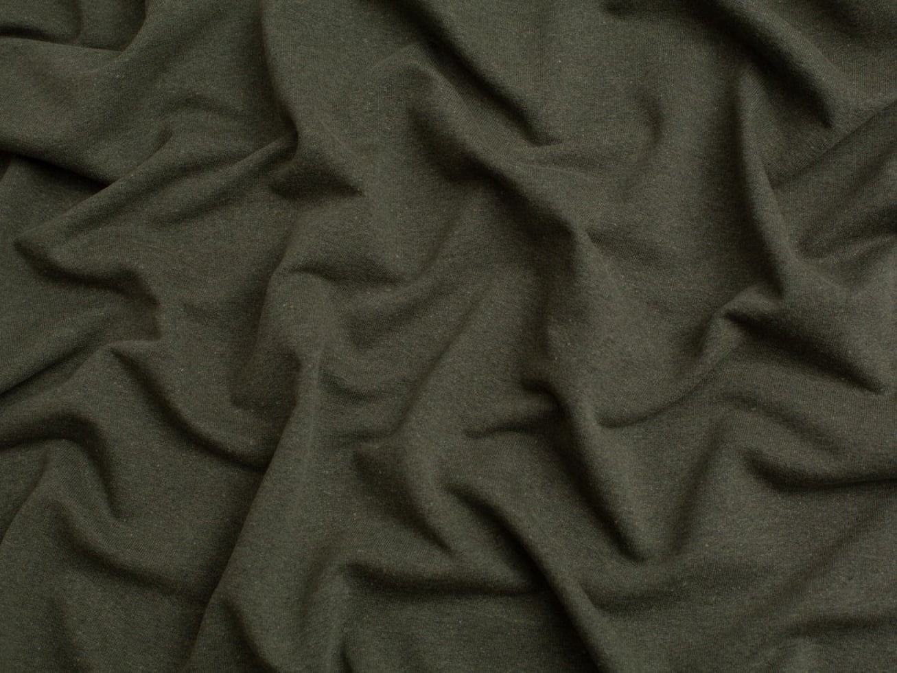 Recycled Loop Back French Terry Stretch Knit Fabric Dark Green - per ...