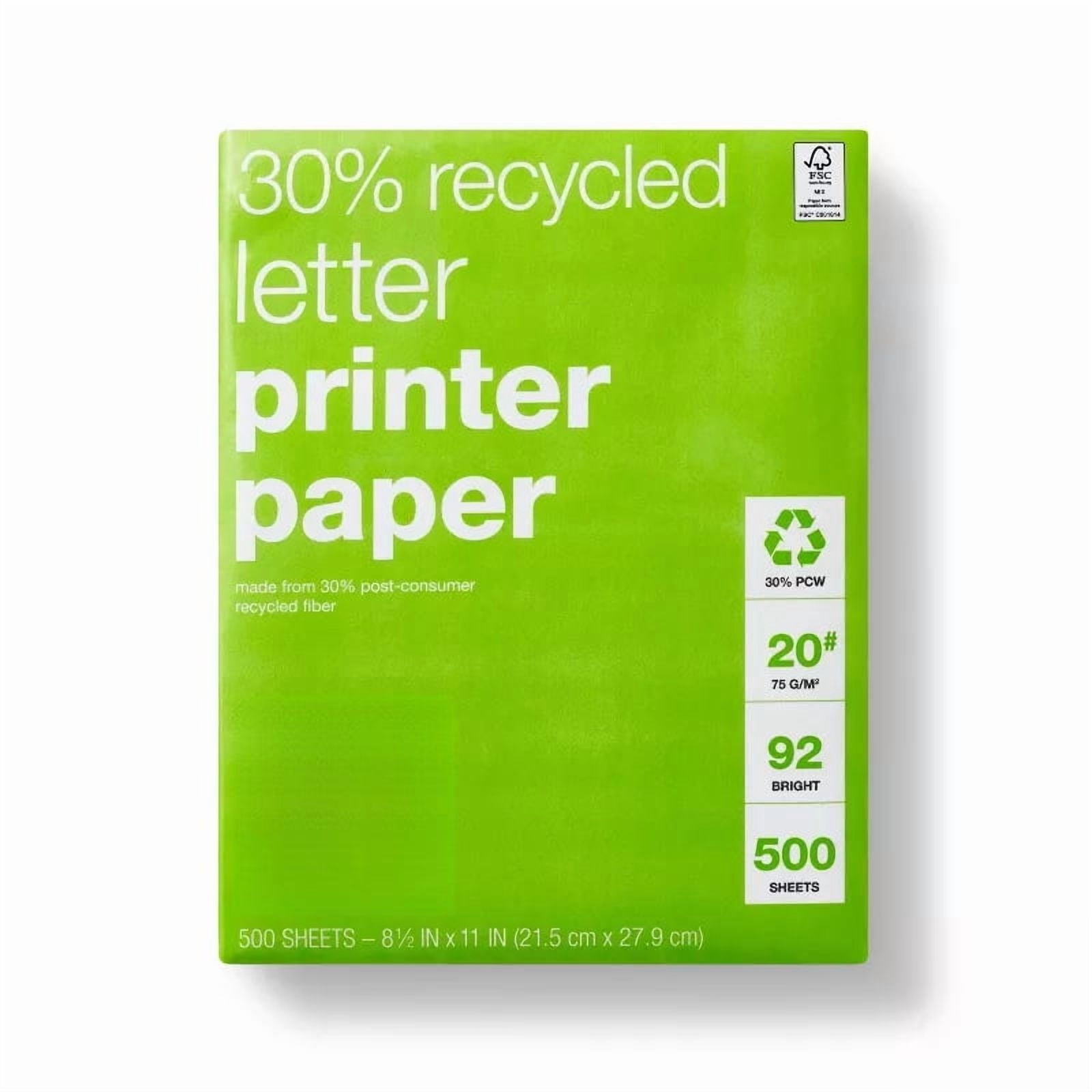 Recycled Printer Paper Letter Size 20lb 500ct White - ub&ub: 30% Recycled, 8.5x11 Inches, 92 ...