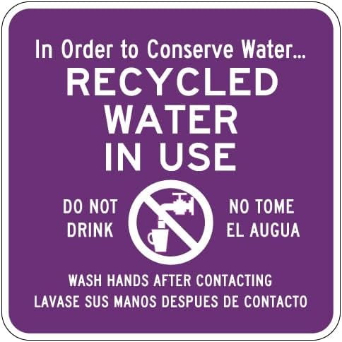 Recycled Water In Use Bilingual Sign 12"x 8" Metal Signs For Outdoor ...