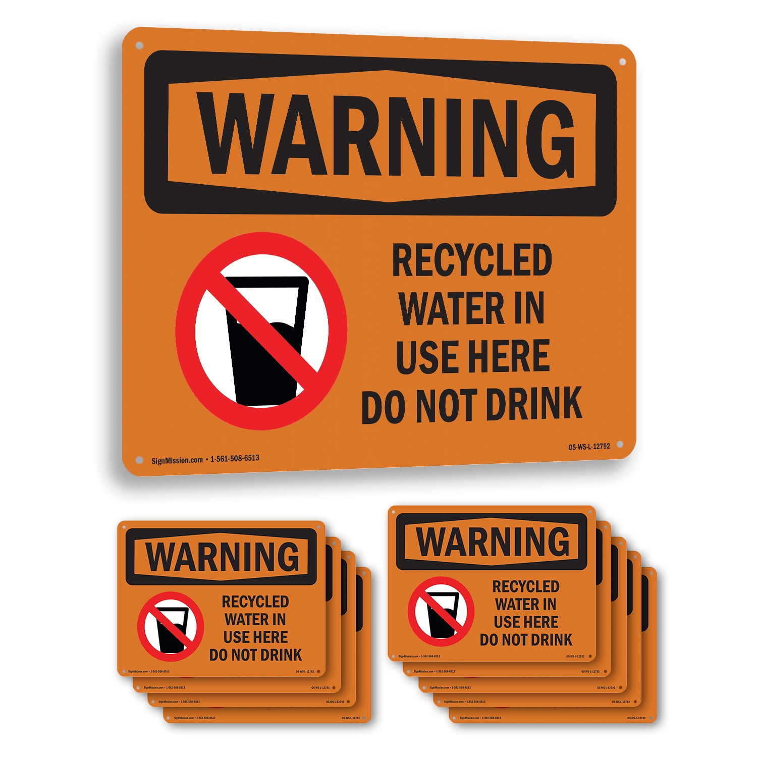 Recycled Water In Use Here Do Not Drink OSHA WARNING Aluminum Sign 10 ...
