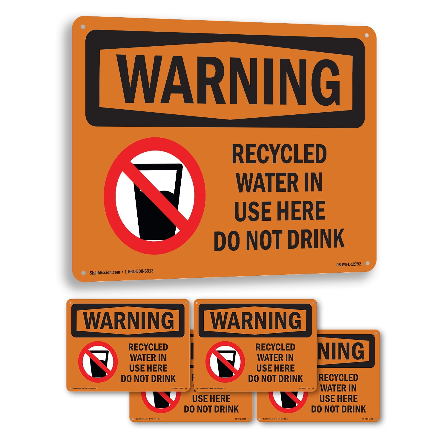 Recycled Water In Use Here Do Not Drink OSHA WARNING Rigid Plastic Sign ...