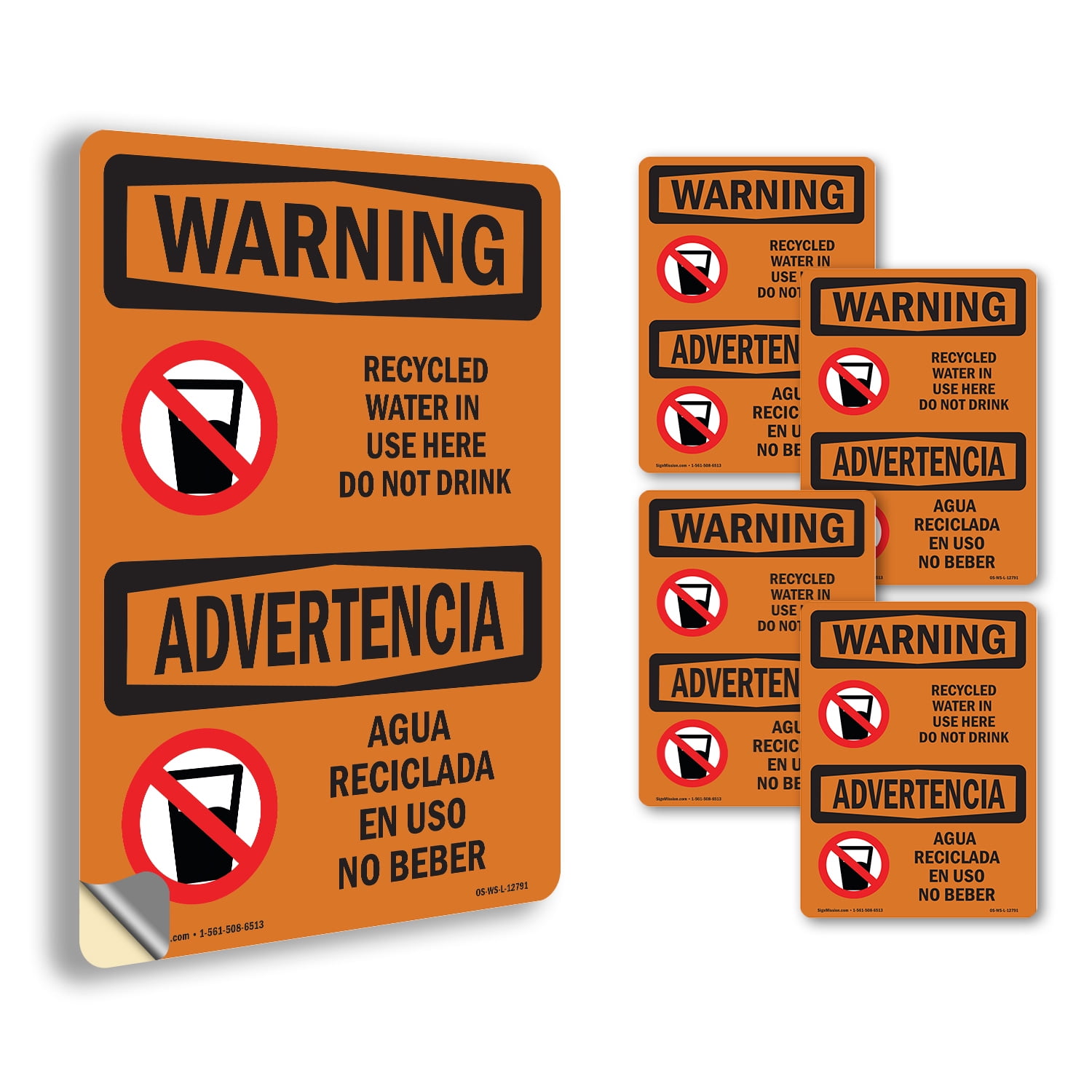 Recycled Water In Use Here Do Not Drink OSHA WARNING Vinyl Decal Label ...