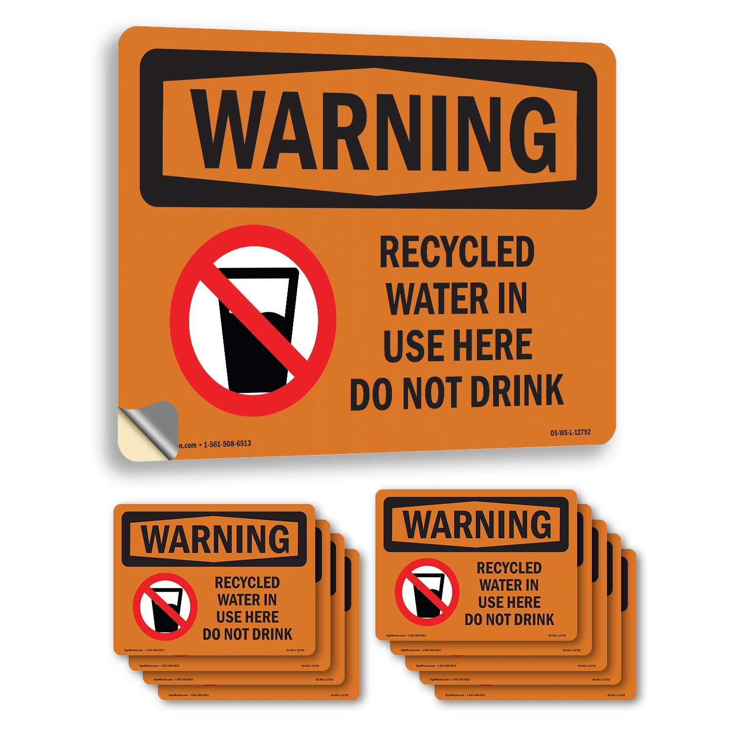Recycled Water In Use Here Do Not Drink OSHA WARNING Vinyl Decal Label ...