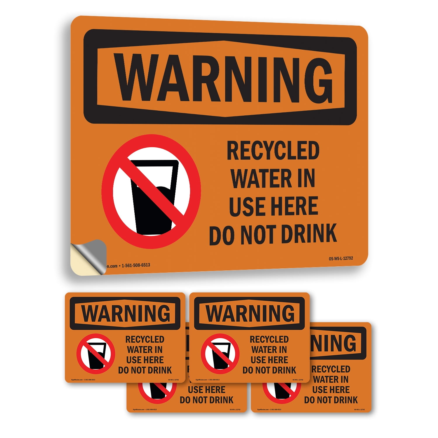 Recycled Water In Use Here Do Not Drink OSHA WARNING Vinyl Decal Label ...