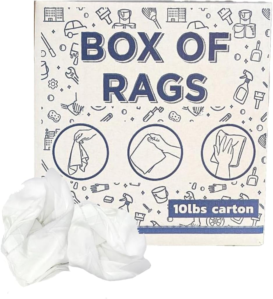 Recycled White Sheeting Cleaning Rags (10 lbs. Box) – Lint Free White ...