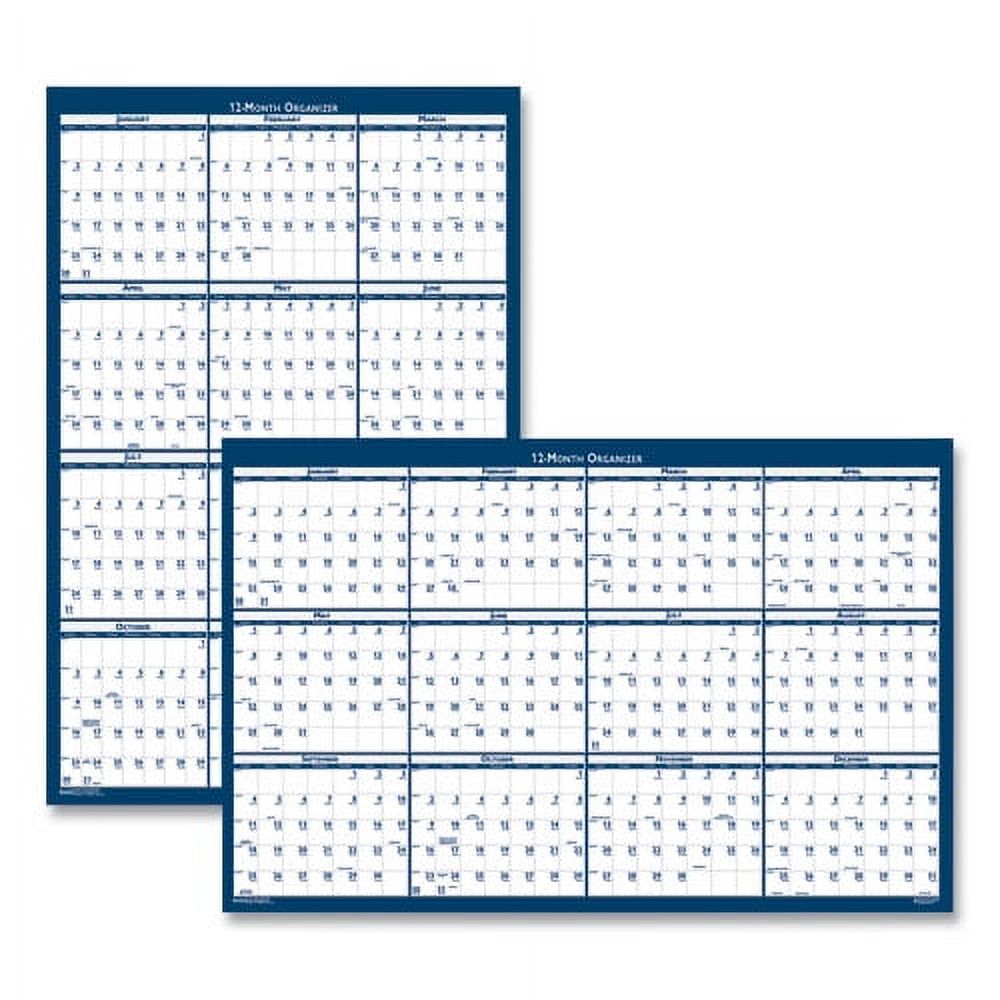 Recycled Yearly Reversible Wall Calendar Non-Laminated, 24 x 37, White ...