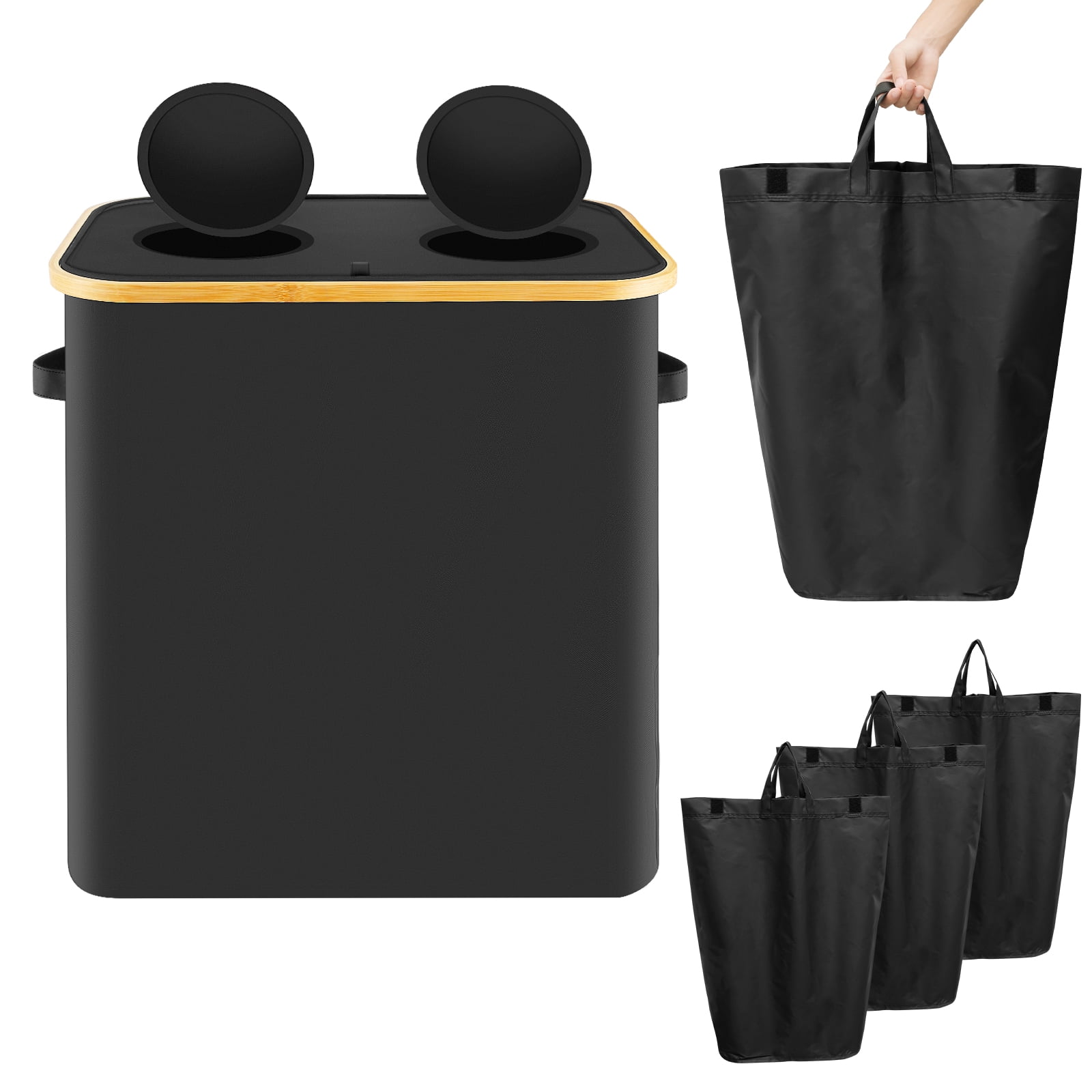 Recycling Bin 140L Trash Bin with Double Throwing Holes and Lids ...