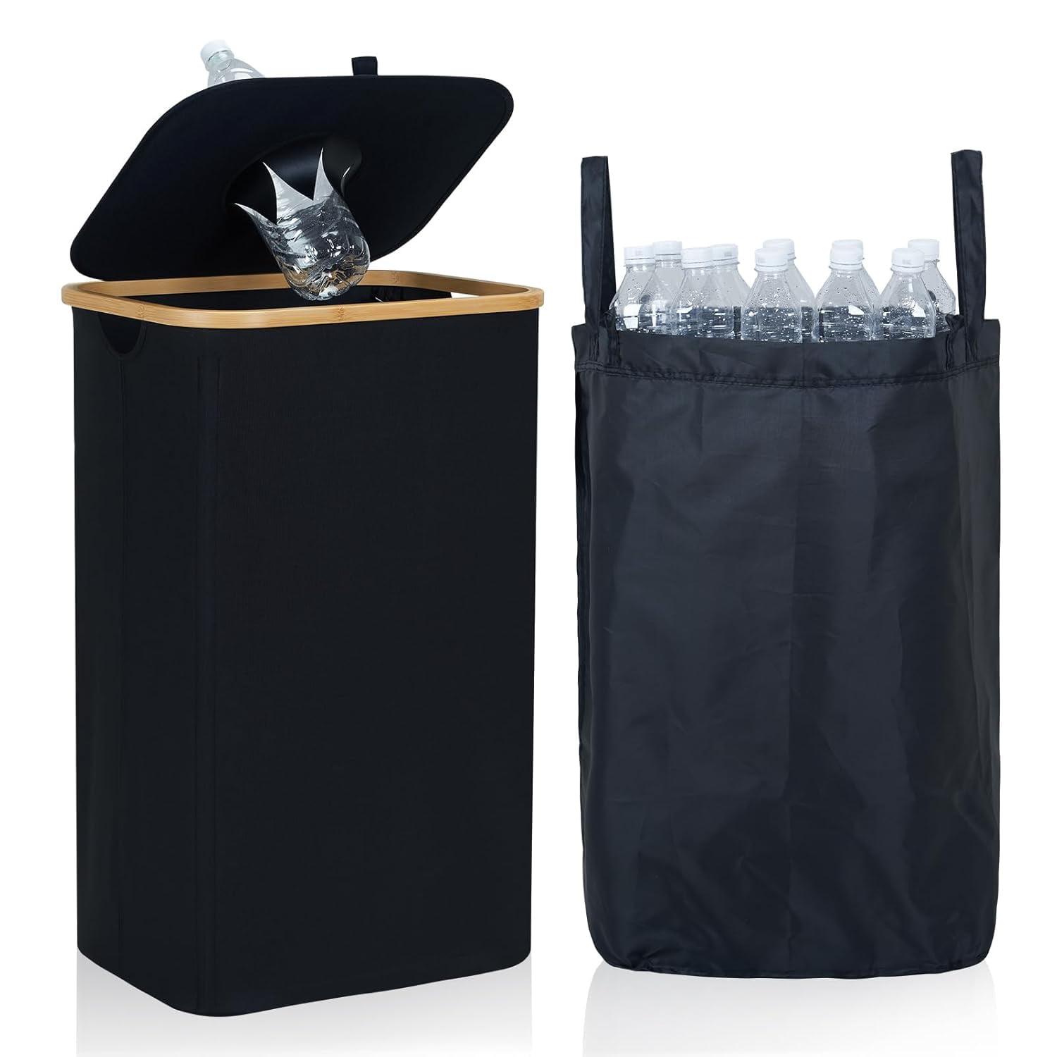 Recycling Bin for Kitchen, 105L Large Recycling bin with Lid, Indoor ...