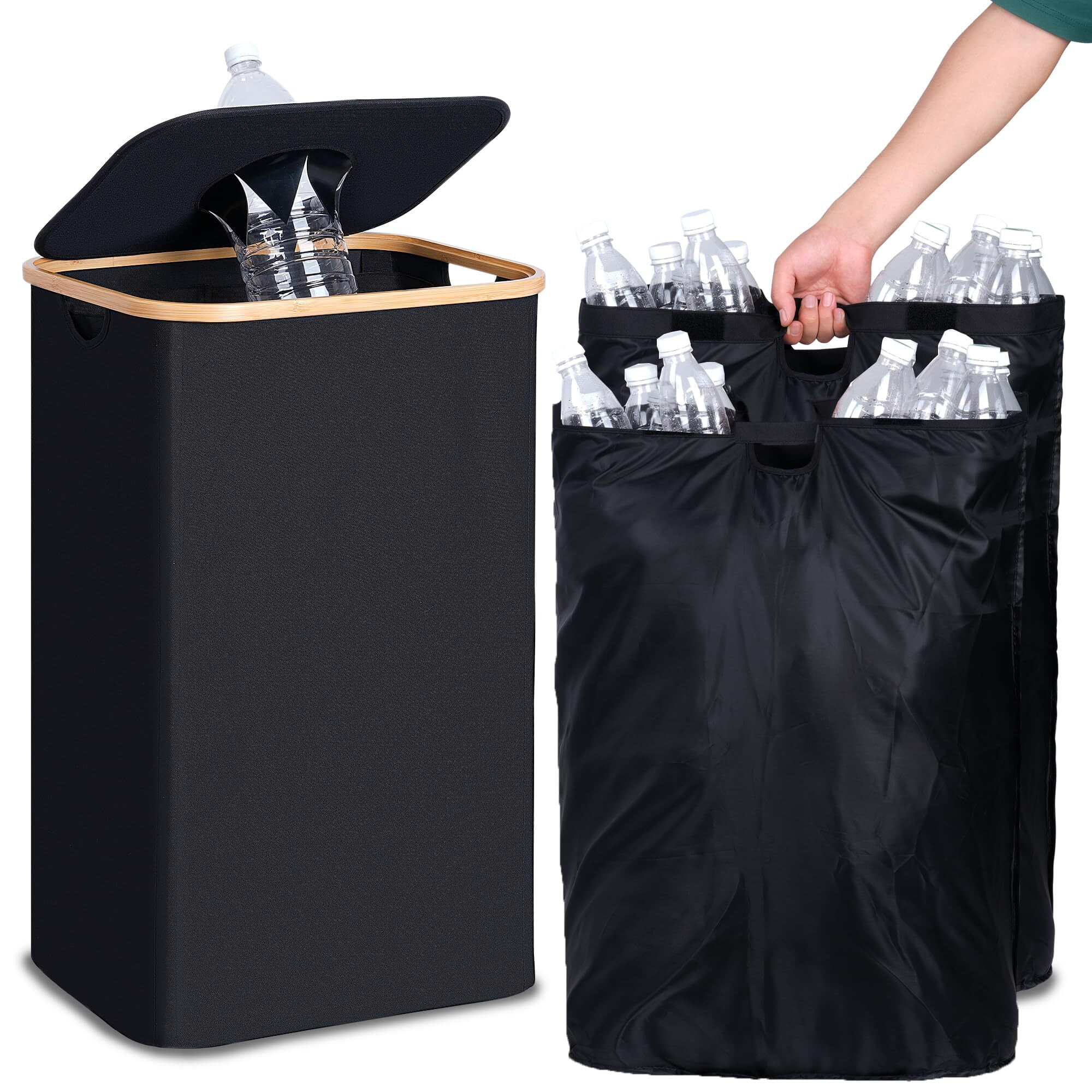 Recycling Bin for Kitchen 26 Gallon, 100L Recycle Bin with 2 Removeable ...