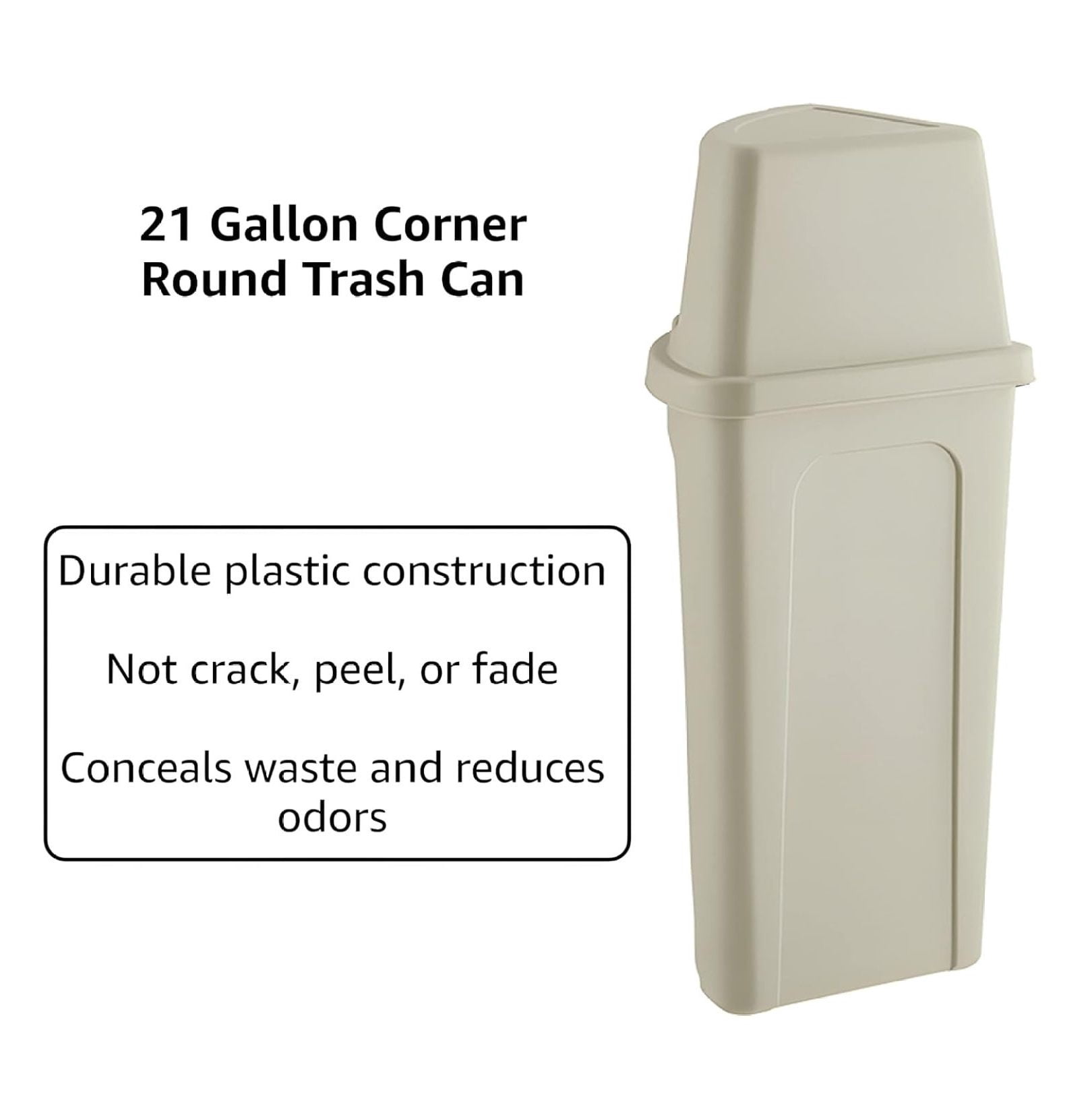 Recycling Bin with Push Door Lid, 21 Gallon Corner Round Trash Can ...