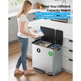 Recycling Bins for Kitchen, 13.2 + 5.2 Gal (50+20L) Stainless Steel ...