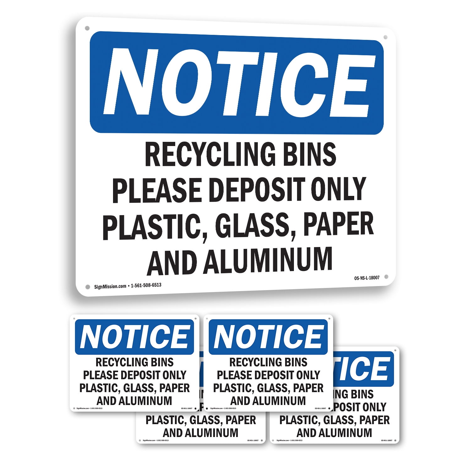 Recycling Bins Please Deposit Only Plastic OSHA Notice Aluminum Sign 24 ...
