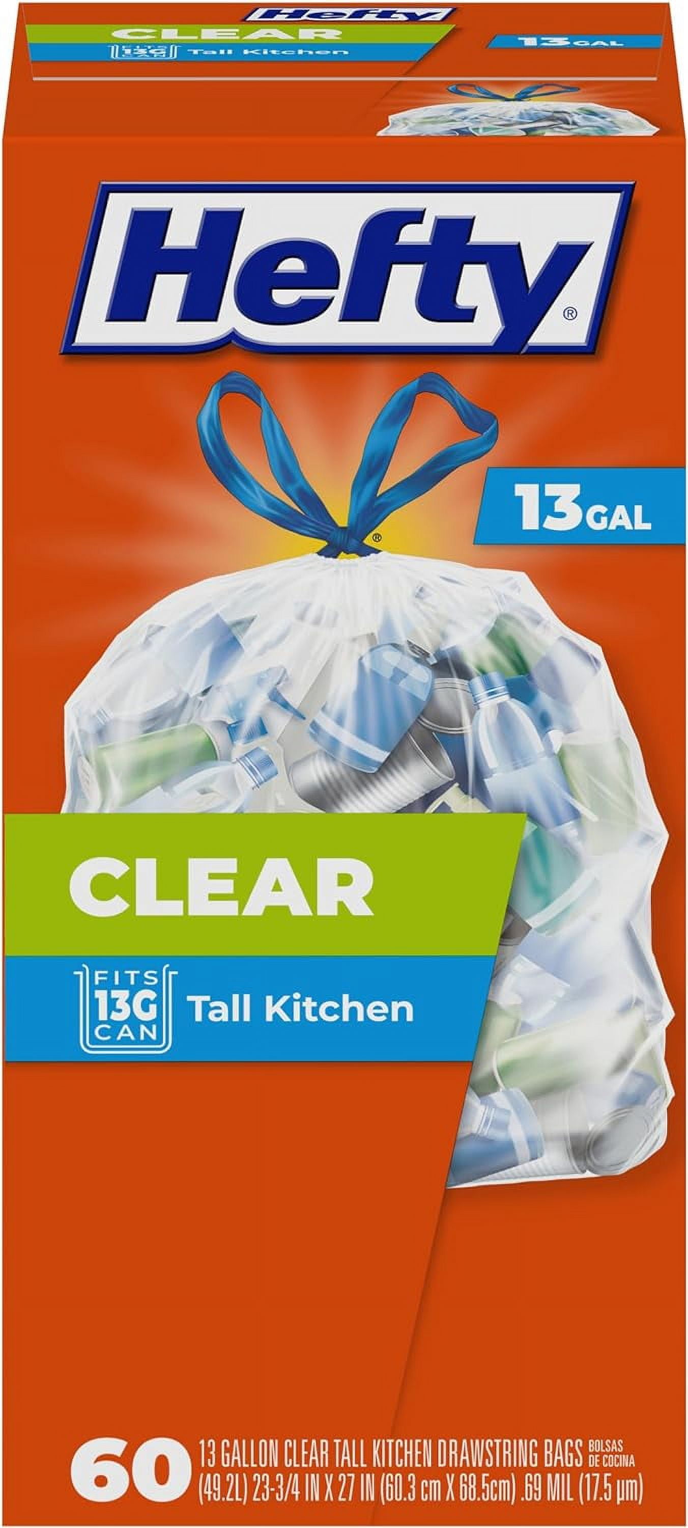 Recycling Trash Bags, Clear, 13 Gallon, 60 Count Packaging May Vary ...