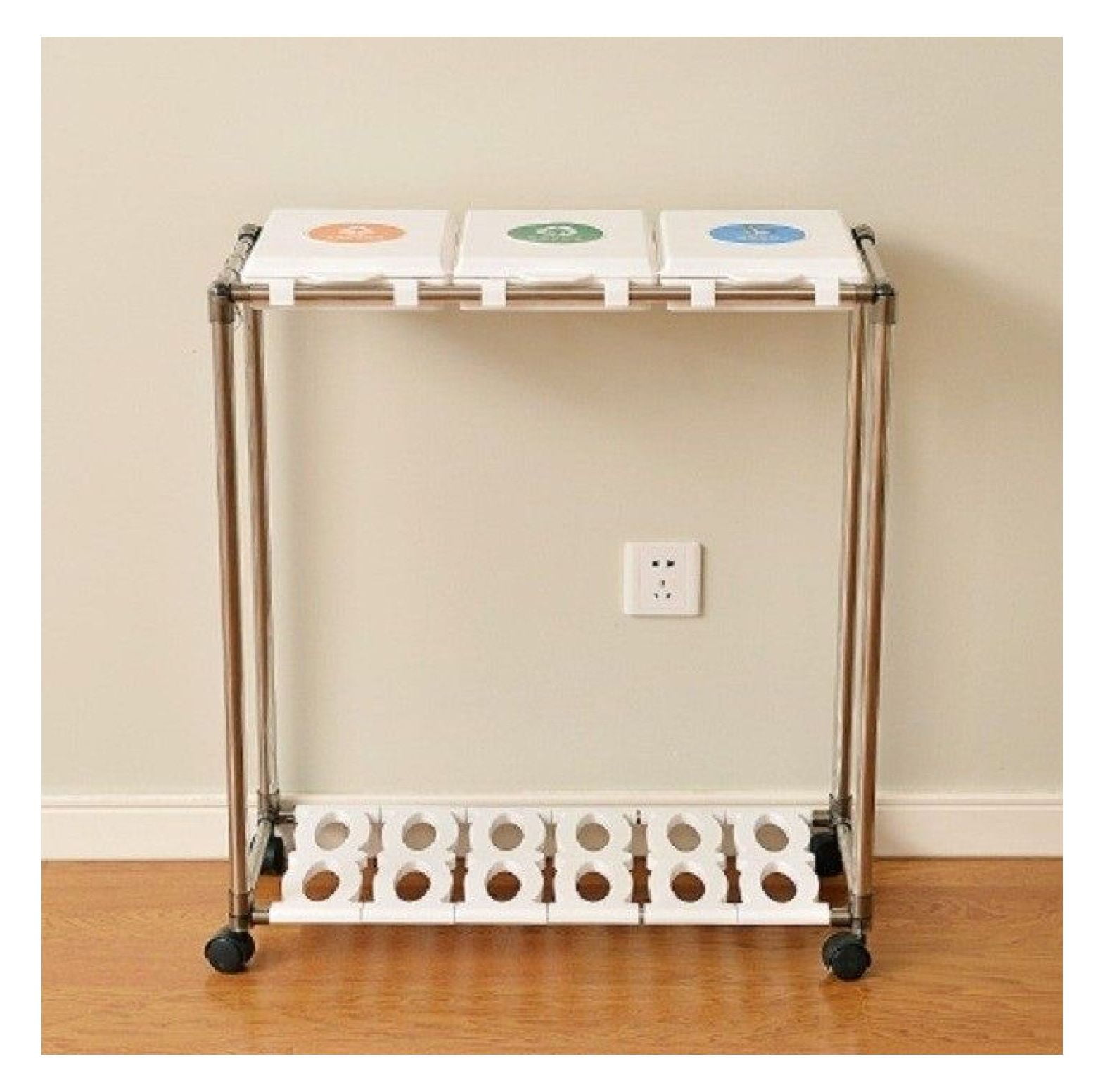 Recycling Trash Can 3 Compartment - Stainless Steel Kitchen Recycling ...