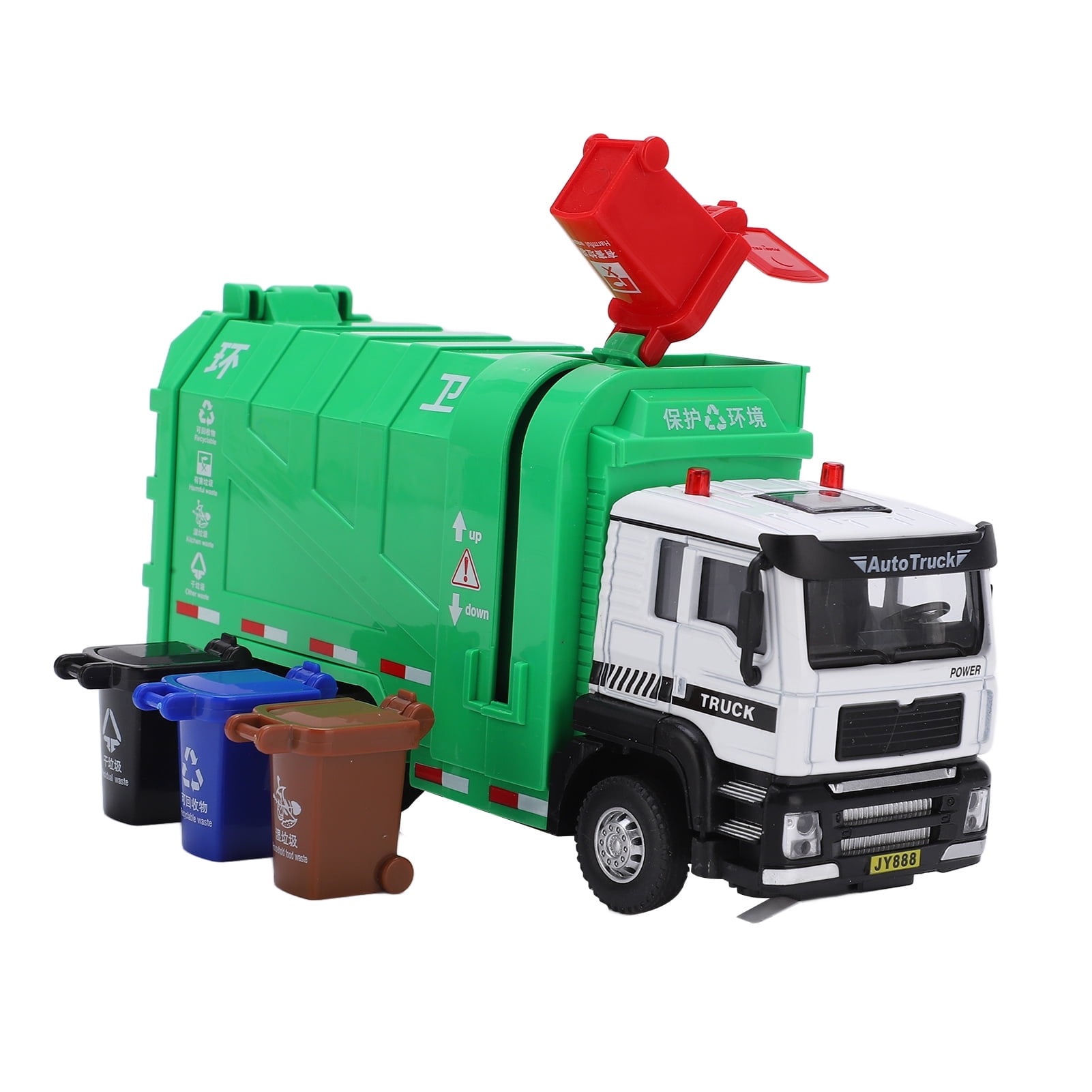 Recycling Truck Toy Set,Pull Back Alloy Garbage Truck,Garbage Truck Toy ...