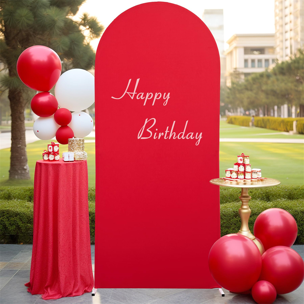 Red 1.6X4FT Spandex Wedding Arch Cover - Double-Sided Round Top Chiara ...
