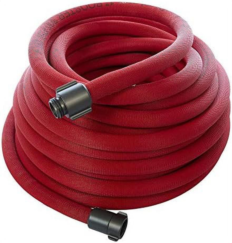 Red 1 inch x 100' Non-Collapsible Lightweight Hose with Aluminum ...