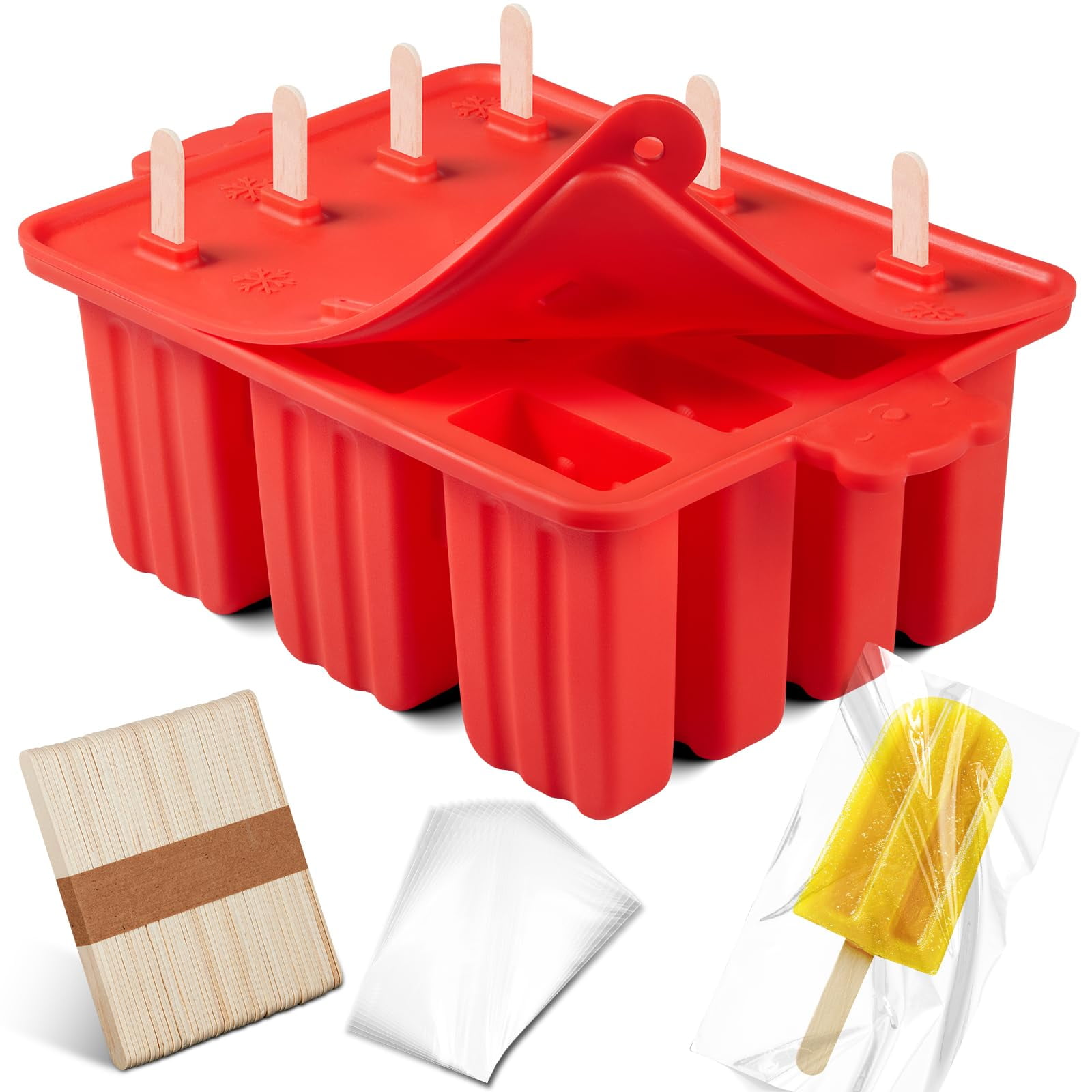 Red 12 Cavities Silicone Popsicle Molds Food Grade DIY Frozen Treat ...
