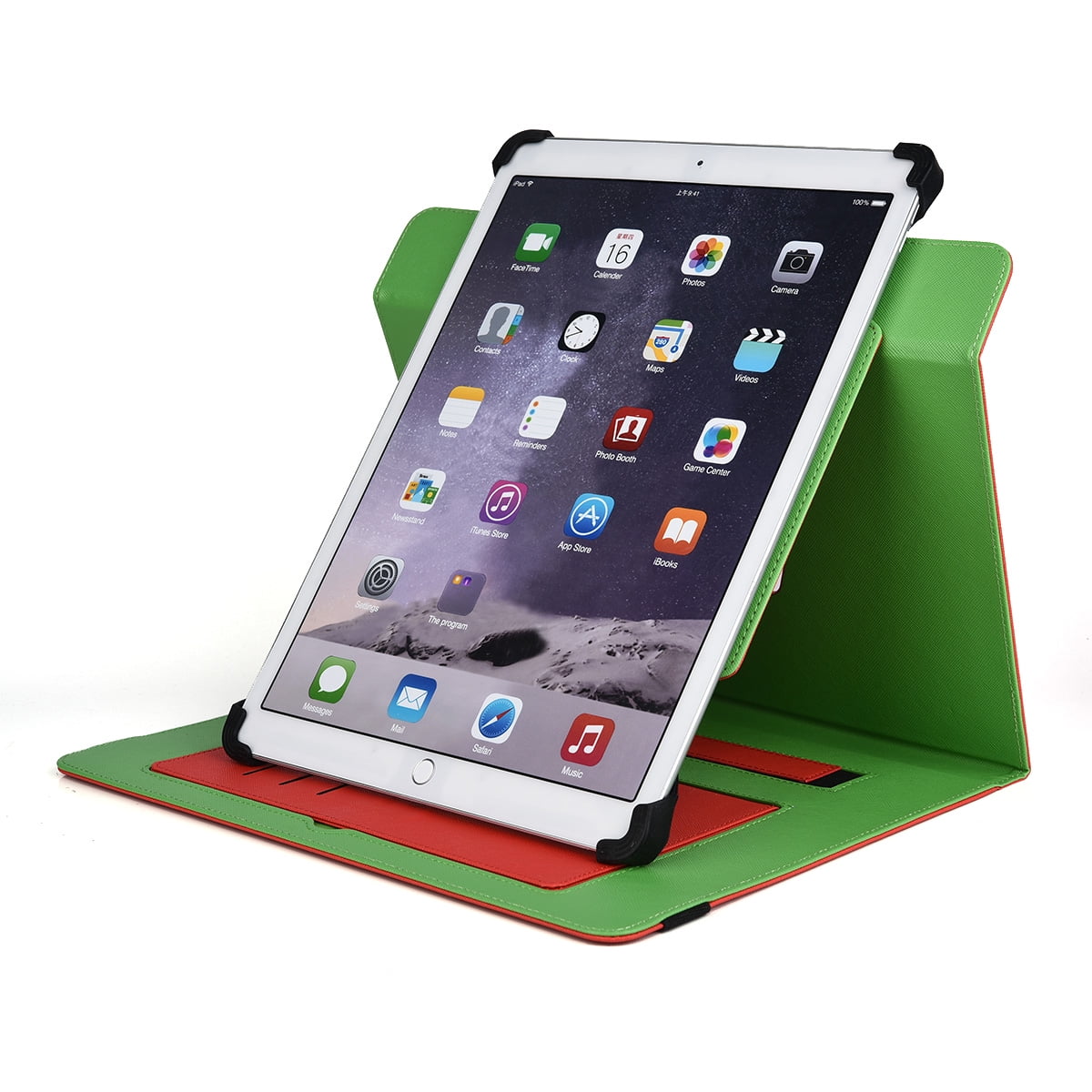 Red 12" Tablet Case with self supporting stand and credit card holders ...