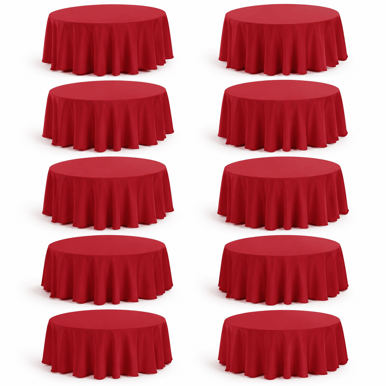 Red 120 Inch Round 8 Pack Polyester Tablecloths For Wedding Party ...