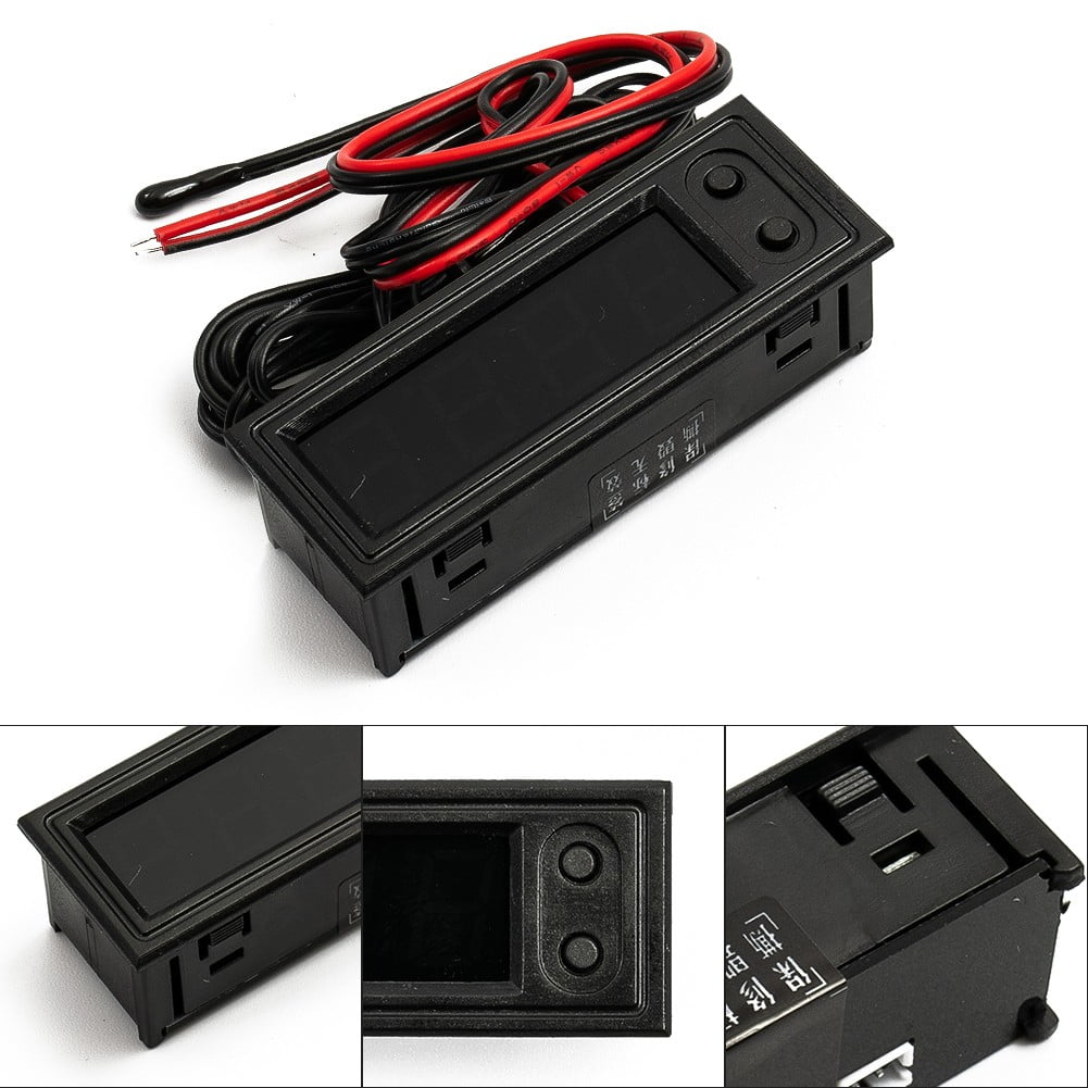 Red 12V 3In1 Vehicle Car Kit Thermometer + Voltmeter + Clock Led ...