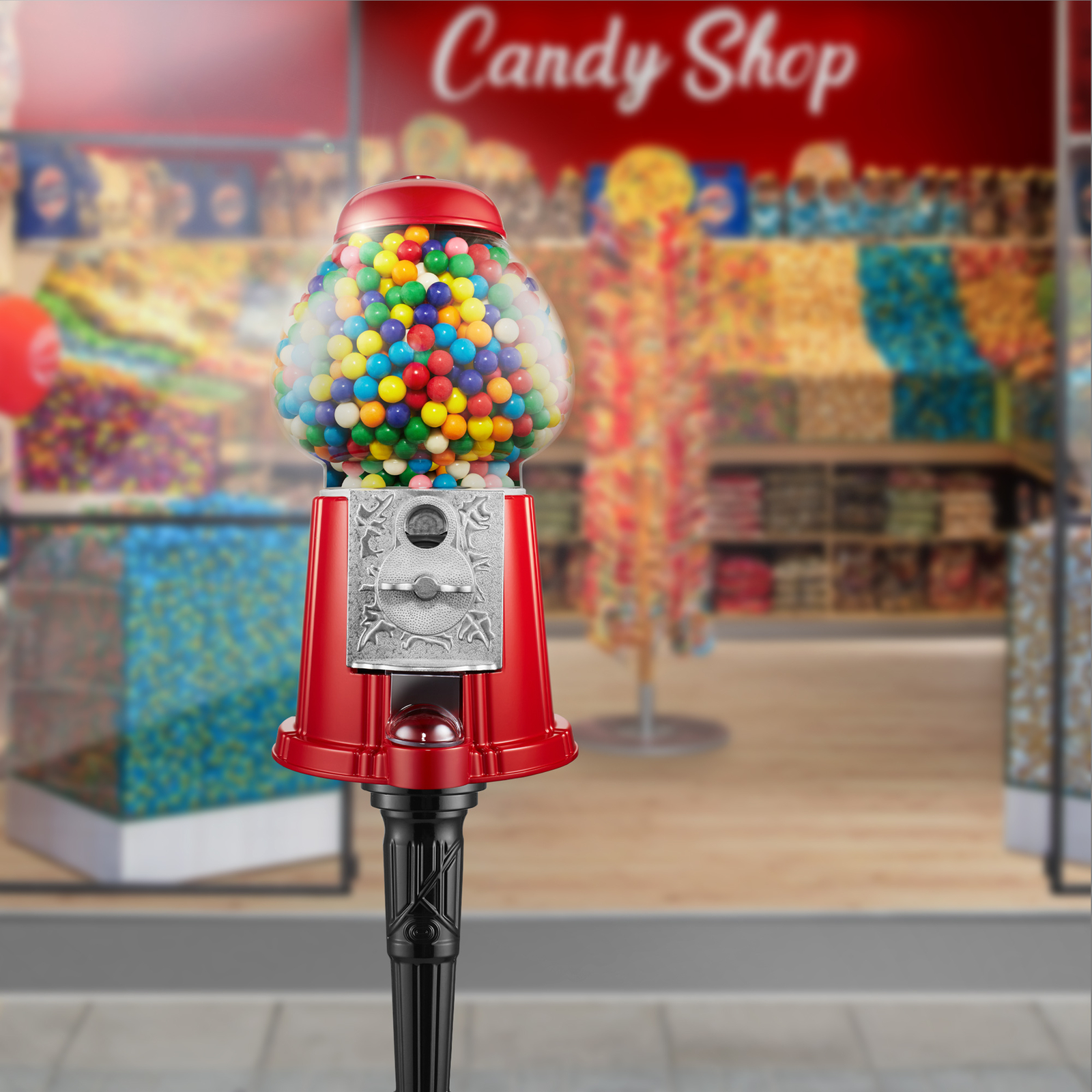 Red 15" Gumball Machine with Stand and Coin Bank , Bubble Gum Candy ...