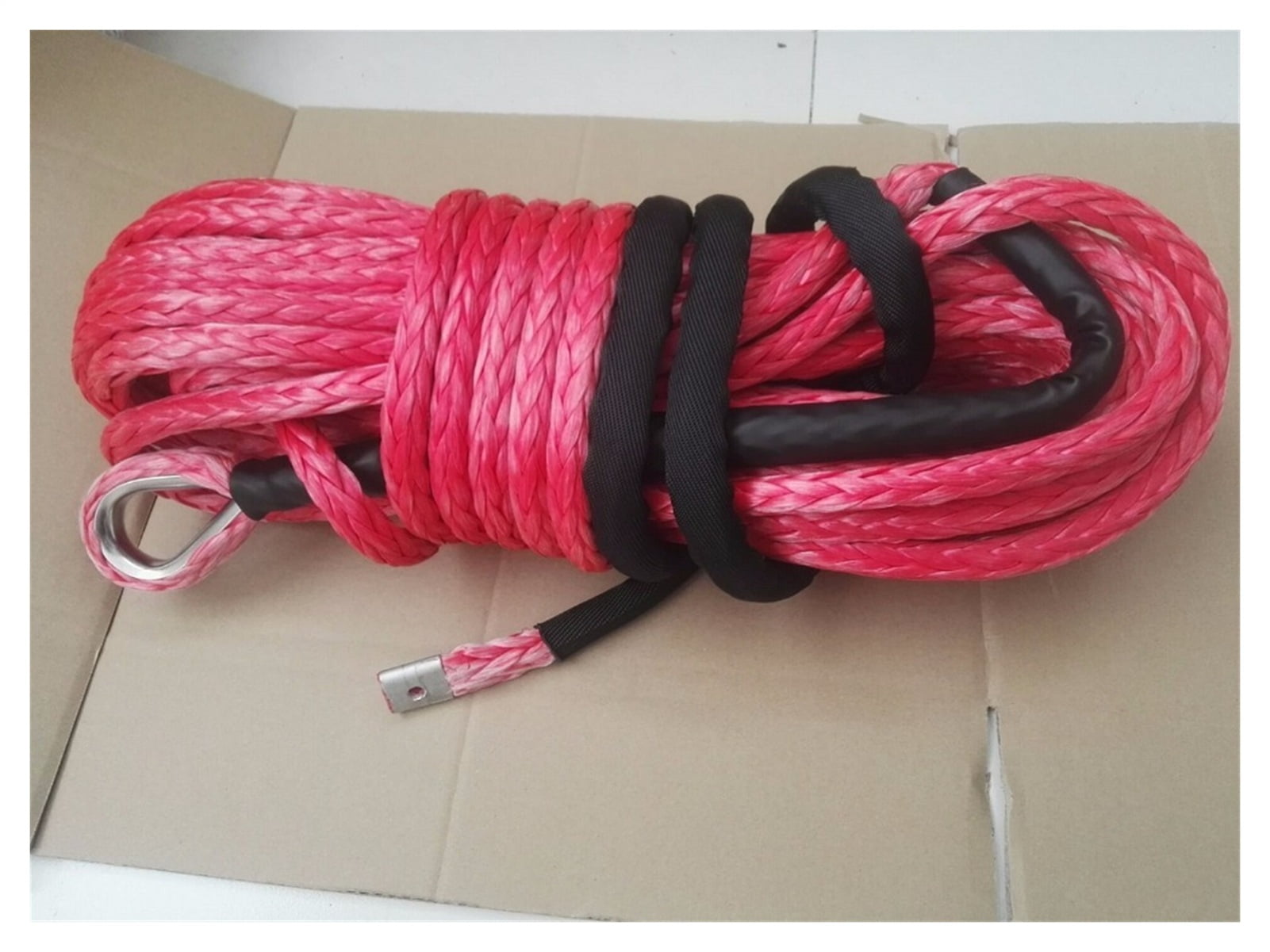 Red 16mm*28m Synthetic Winch Rope,Plasma Rope For Electric Winch ...