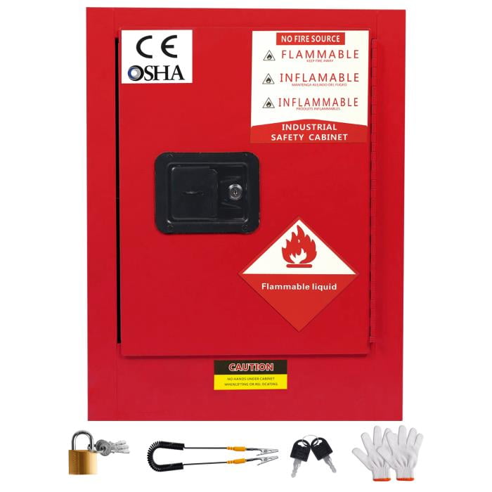 Red 18.11"x18.11"x23" Industrial Flammable Cabinet, Heavy-Duty Frame ...