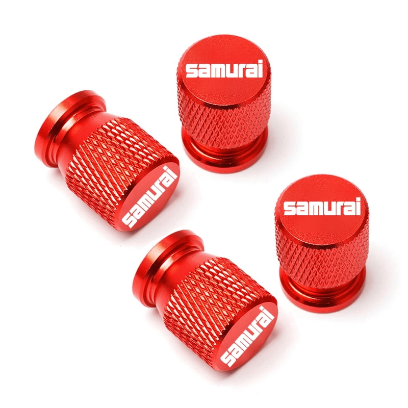 Red 2-Car Wheel Center Caps with Logo, Stem Covers, Dustproof ...
