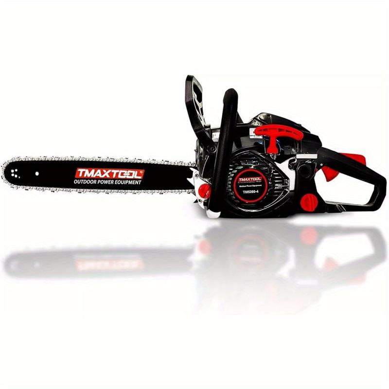 Red 20 Inch Gas Chainsaw with Alloy Steel Chain & Durable Metal Body ...
