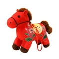 Red 2026 Year Of The Horse Lotus Print Plush Charm Chinese Zodiac Small ...