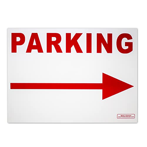 Red 24" x 18" Parking Directional Left OR Right Sign with Metal Stake ...