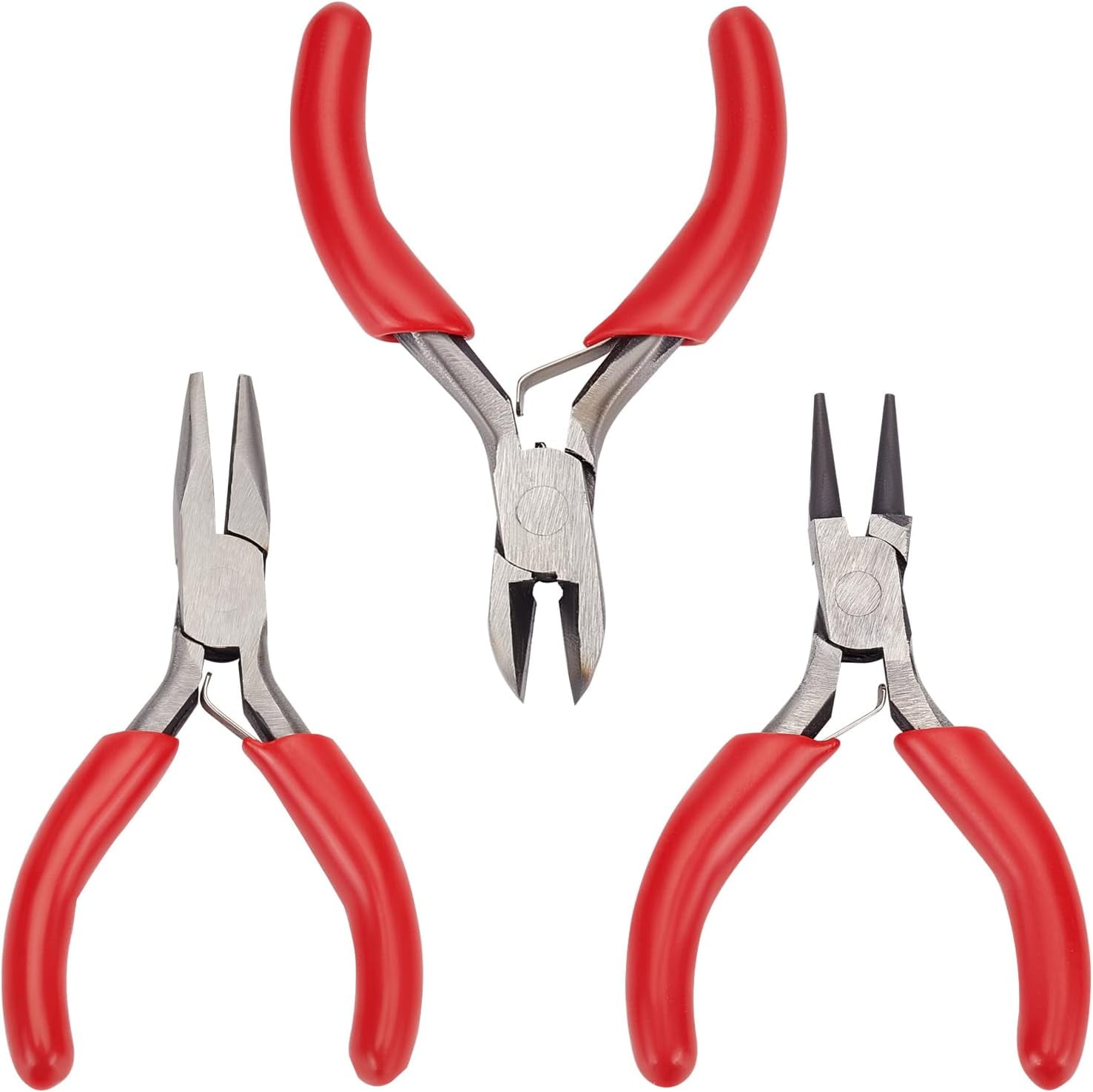 Red 3 Pcs Mini Pliers Tool Set 3 Styles Wire Cutters including Needle ...